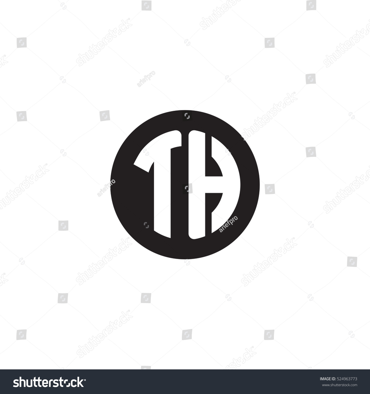 Initial Letters Th Circle Shape Monogram Stock Vector (Royalty Free ...