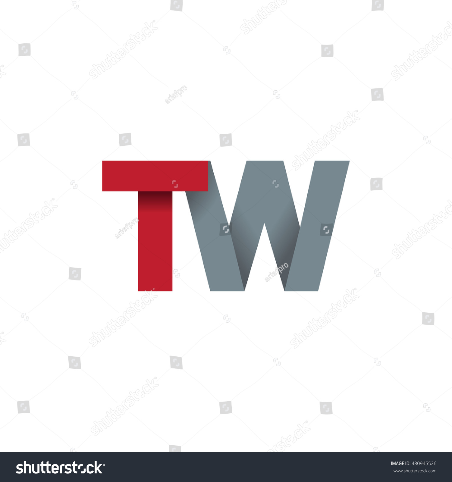 Initial Letters Tw Overlapping Fold Logo Stock Vector (Royalty Free ...