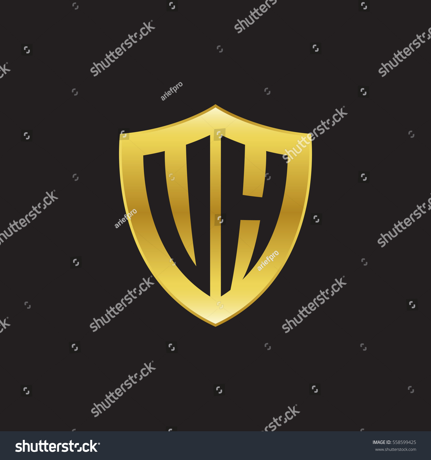 Initial Letters Uh Vh Shield Shape: vector de stock (libre de regalías ...