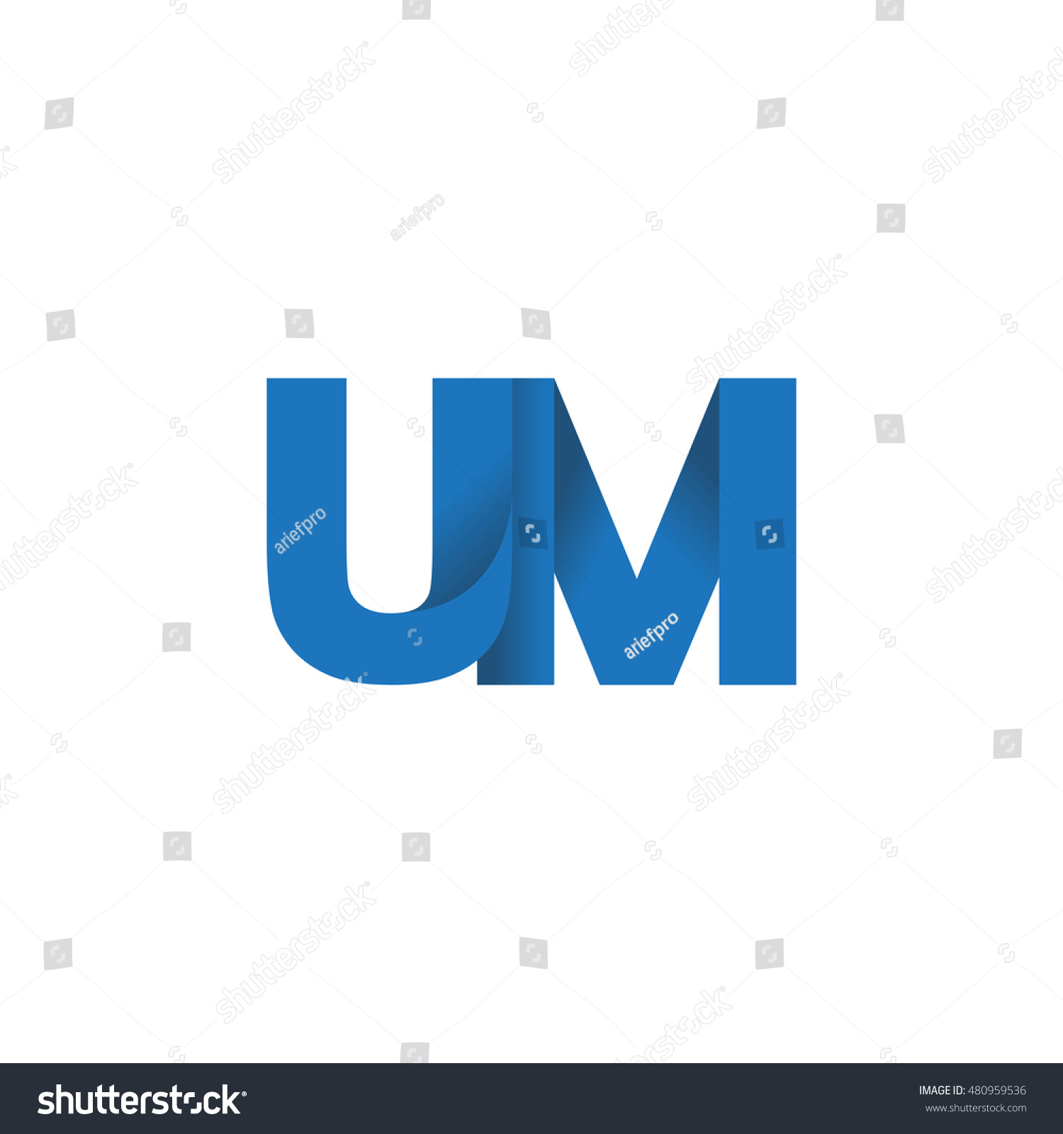 Initial Letters Um Overlapping Fold Logo Stock Vector (Royalty Free ...