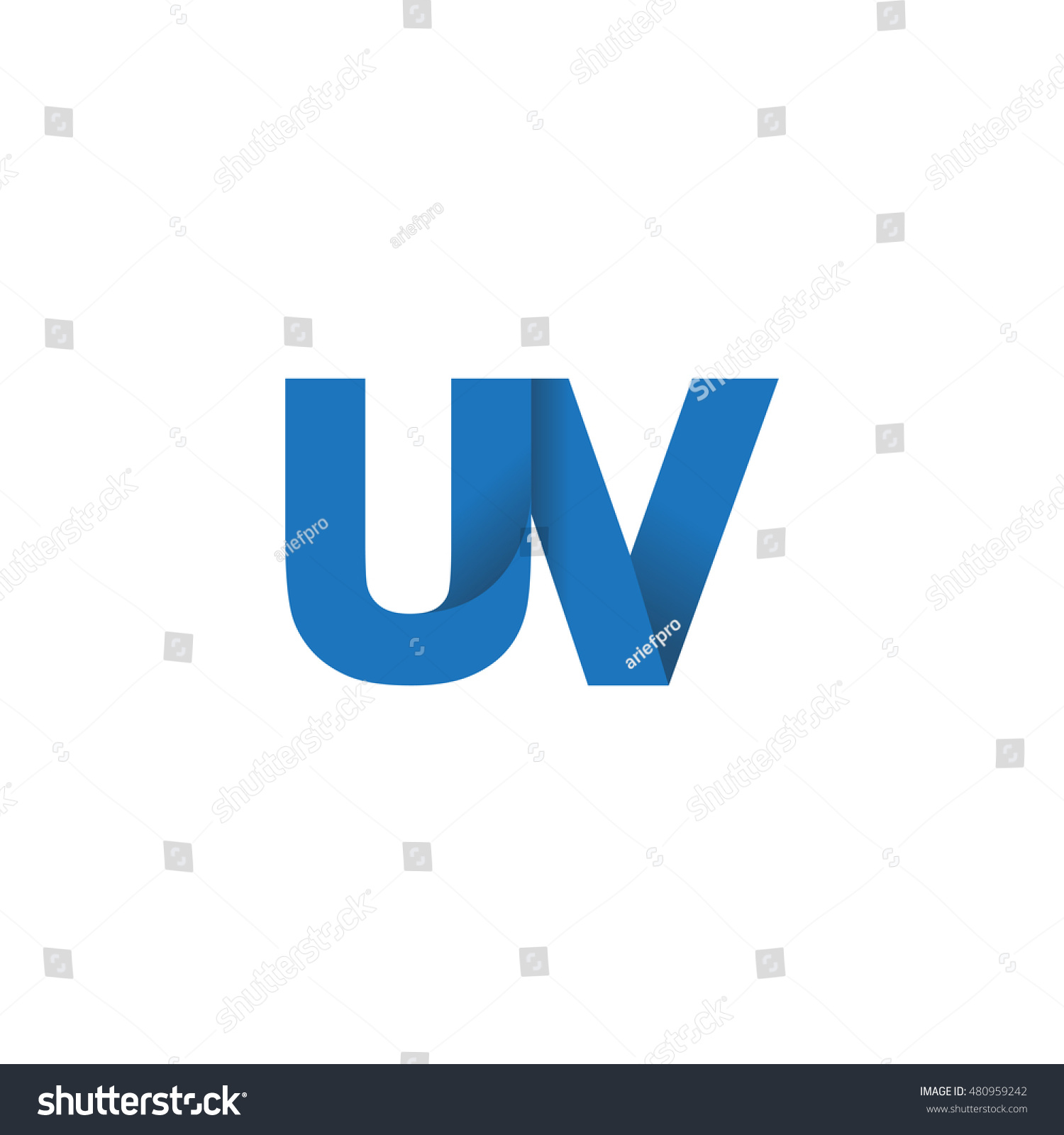 Initial Letters Uv Overlapping Fold Logo Stock Vector (Royalty Free ...