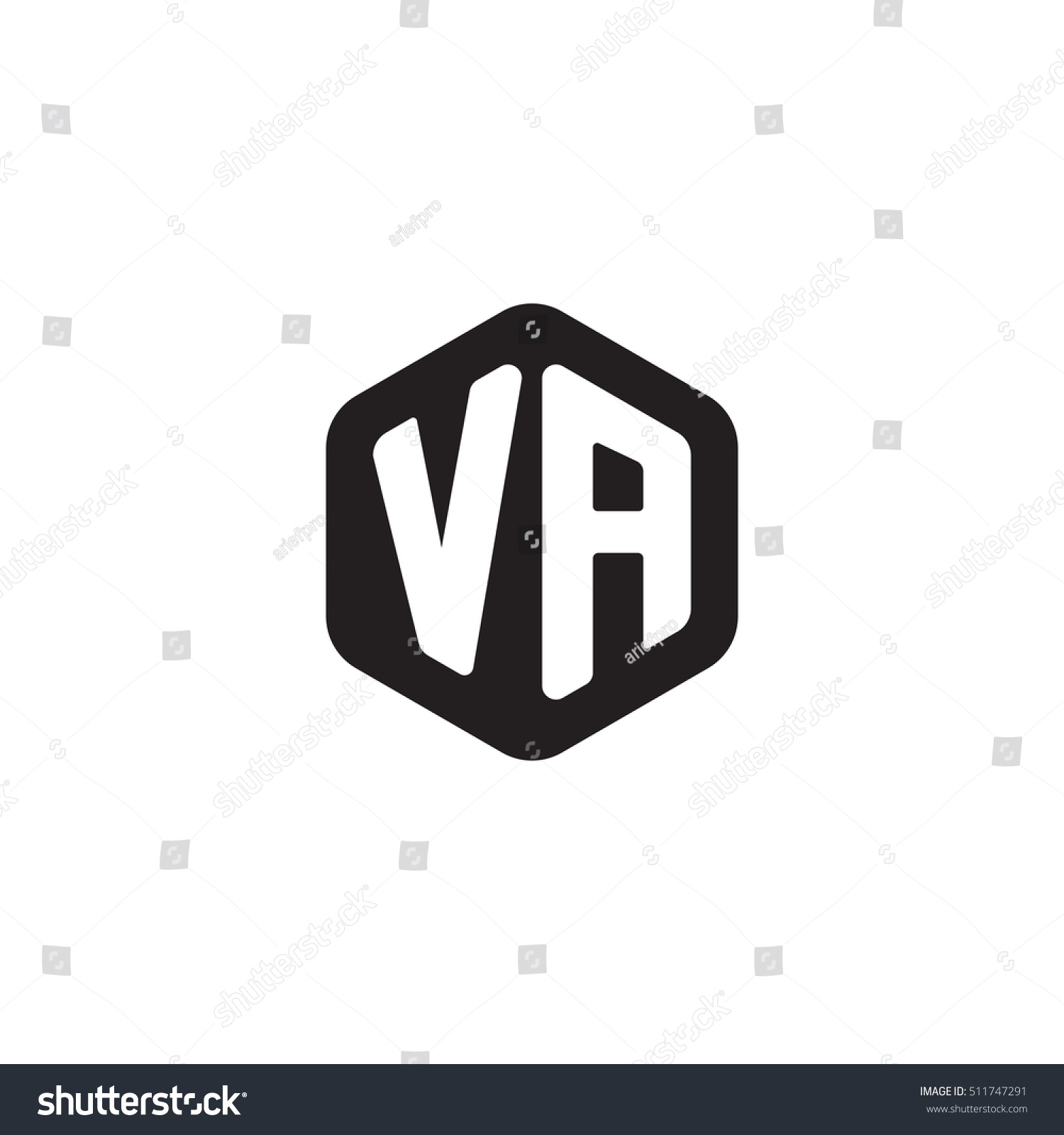 Initial Letters Va Rounded Hexagon Shape Stock Vector (Royalty Free ...