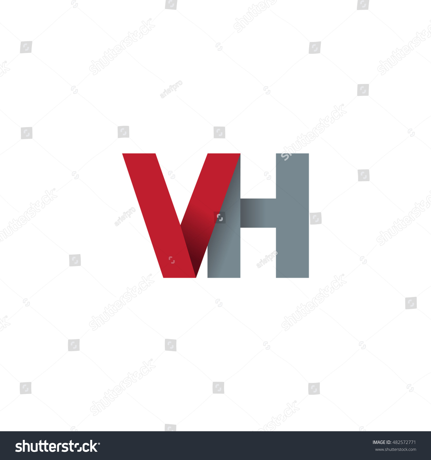 Initial Letters Vh Overlapping Fold Logo Stock Vector (Royalty Free ...