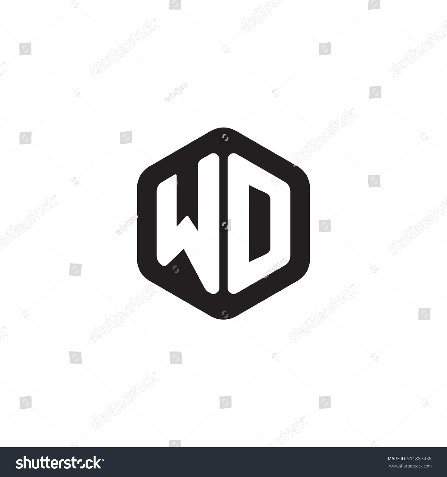 Initial Letters Wd Rounded Hexagon Shape Stock Vector (Royalty Free ...