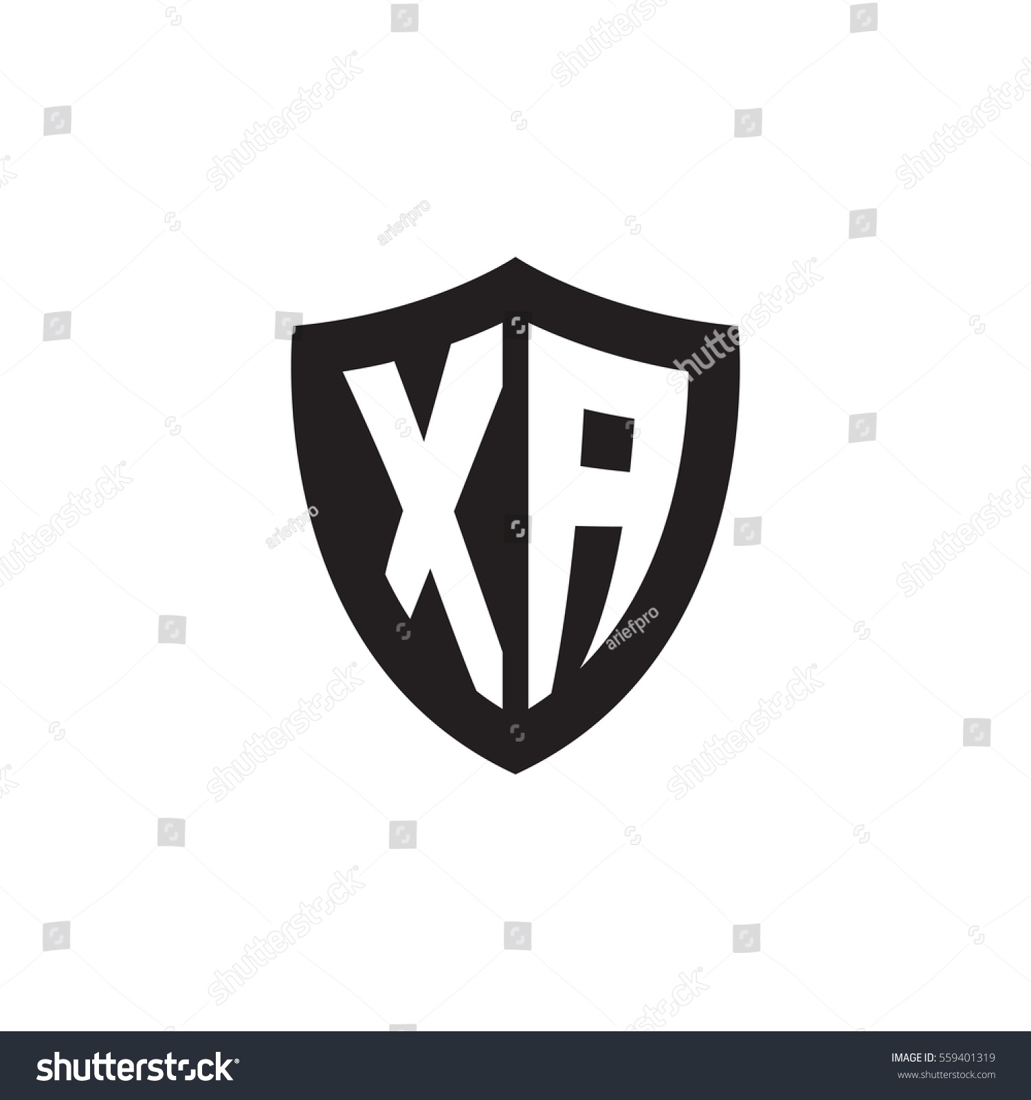 Initial Letters Xa Shield Shape Black Stock Vector (Royalty Free ...