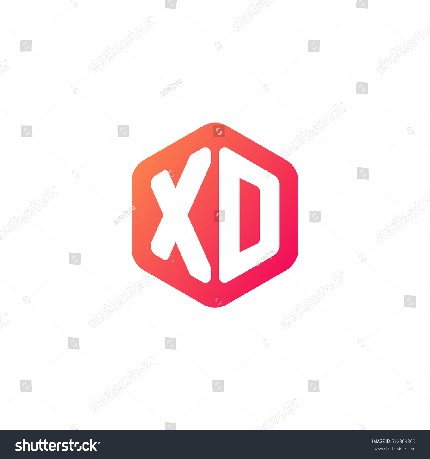 Initial Letters Xd Rounded Hexagon Shape Stock Vector (Royalty Free ...