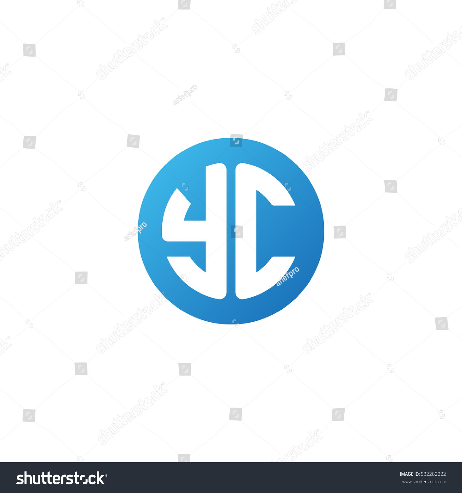Initial Letters Yc Circle Shape Blue Stock Vector (Royalty Free ...