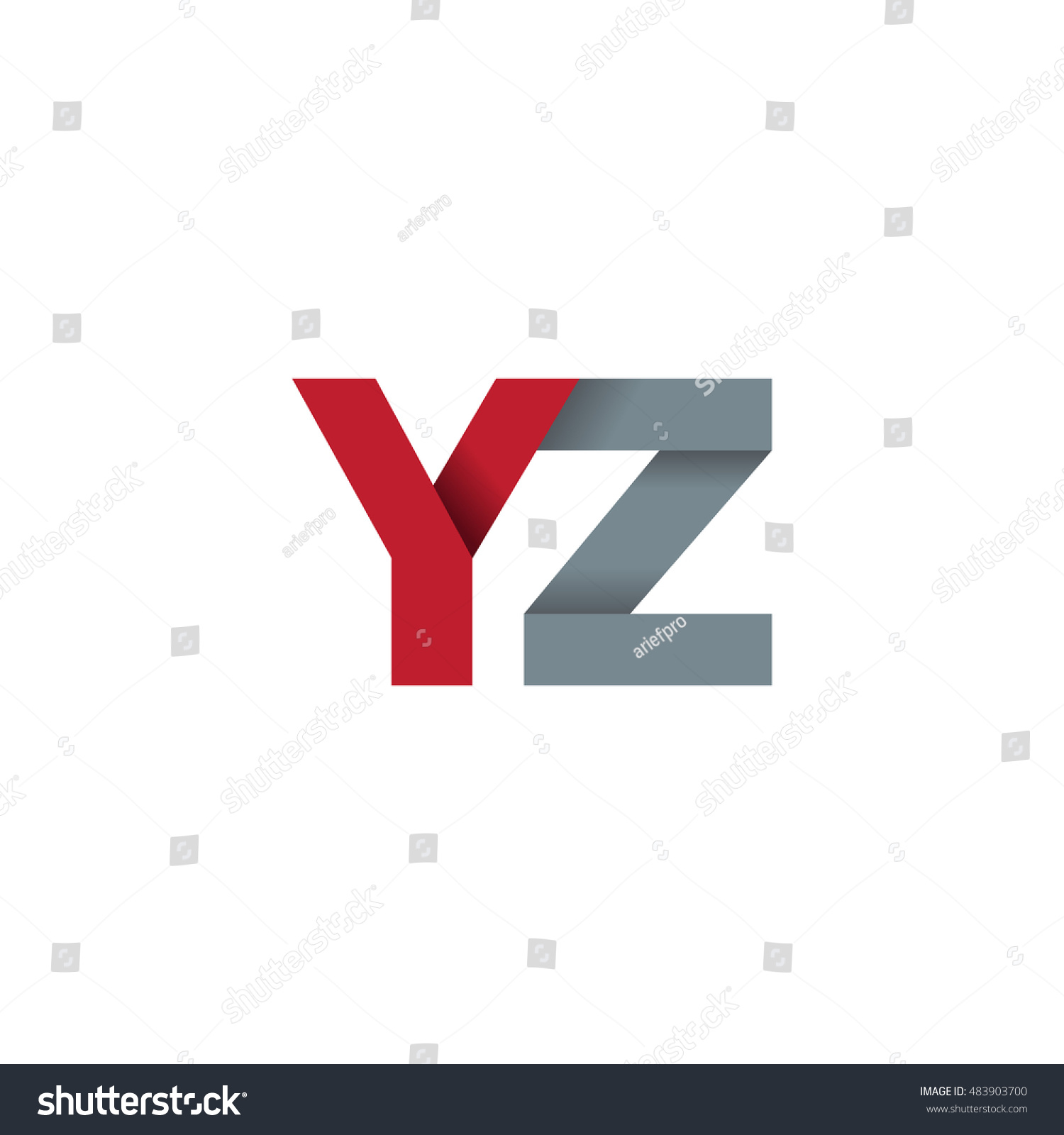 Initial Letters Yz Overlapping Fold Logo Stock Vector (Royalty Free ...
