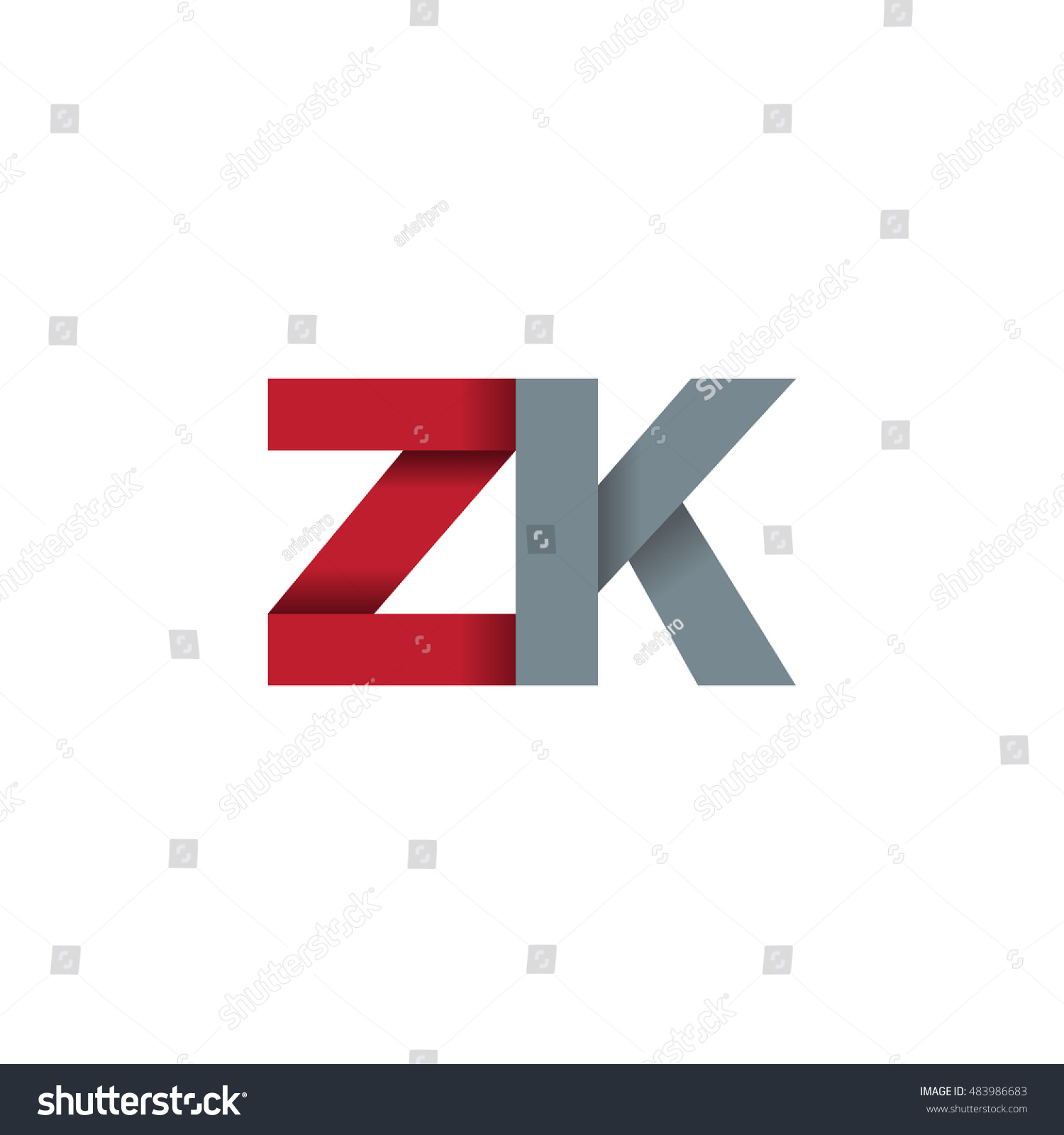 Initial Letters Zk Overlapping Fold Logo Stock Vector (Royalty Free ...