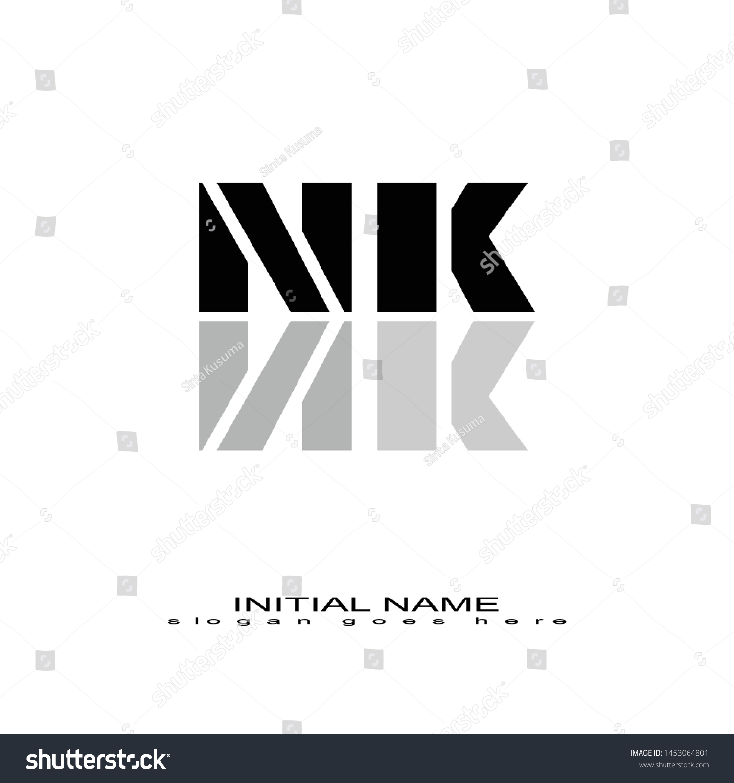 Initial Logo Black Alphabet Mirror Nk Stock Vector (Royalty Free ...