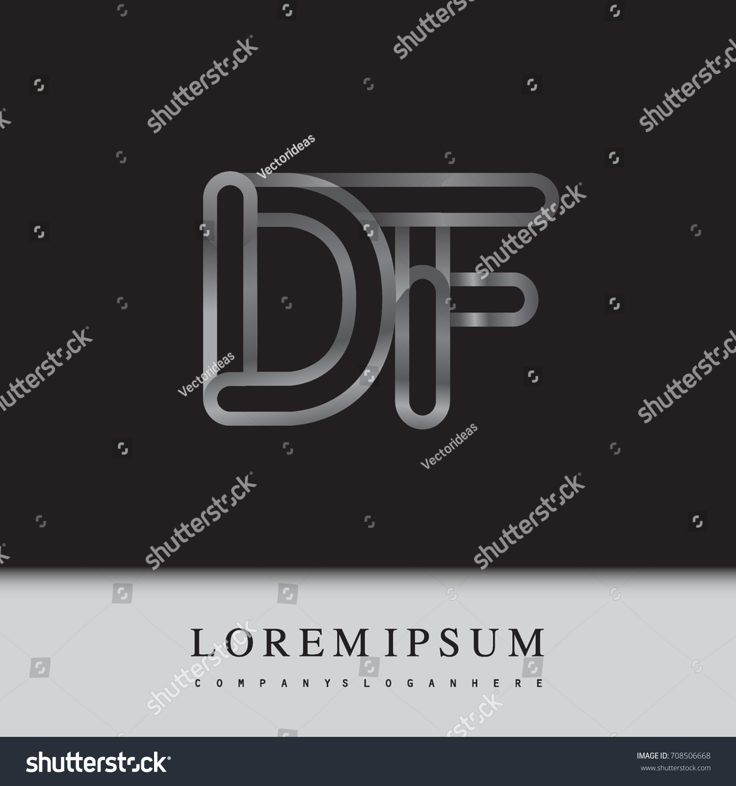 Initial Logo Letter Df Linked Outline Stock Vector (Royalty Free ...