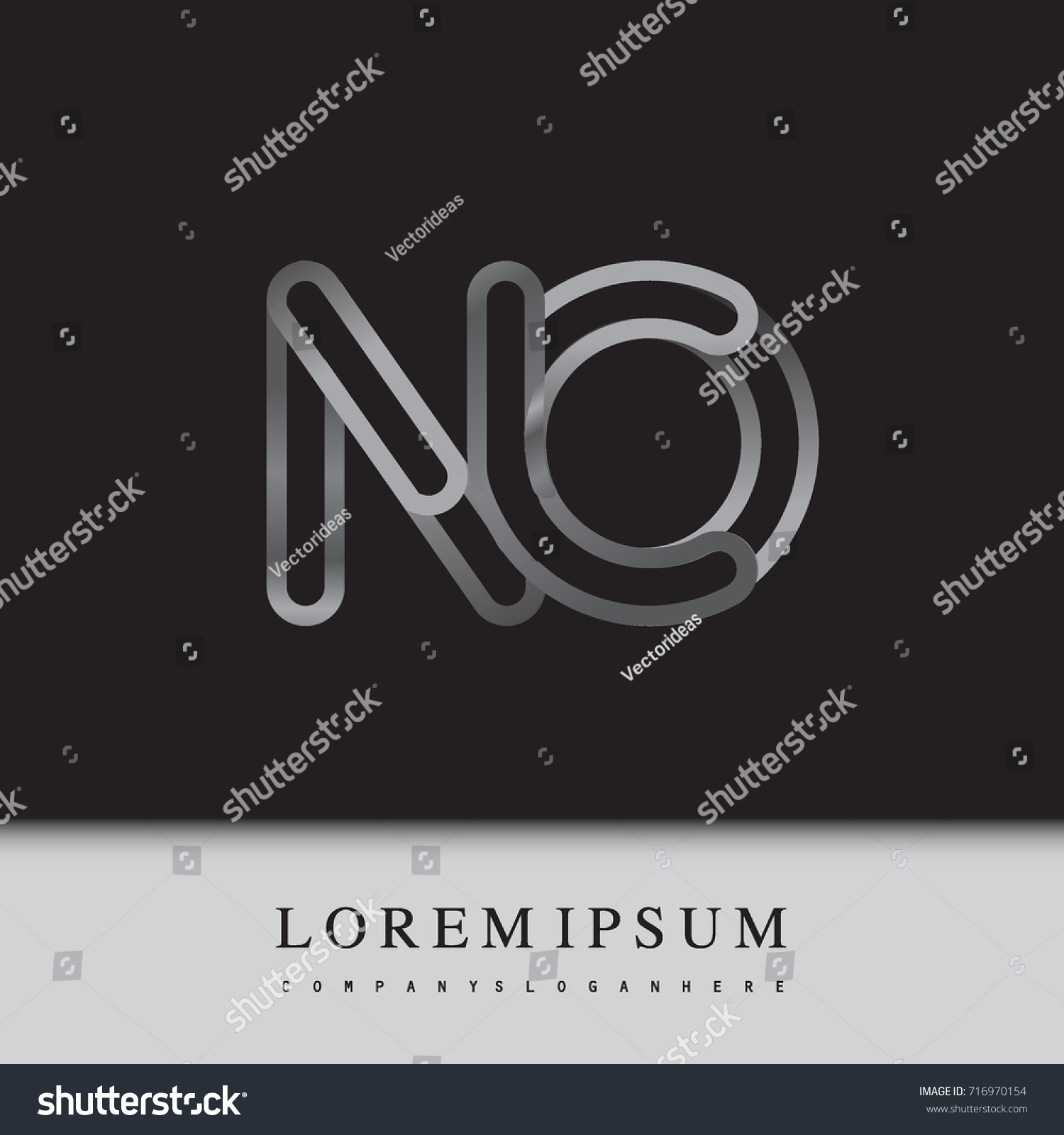Initial Logo Letter No Linked Outline Stock Vector (Royalty Free ...