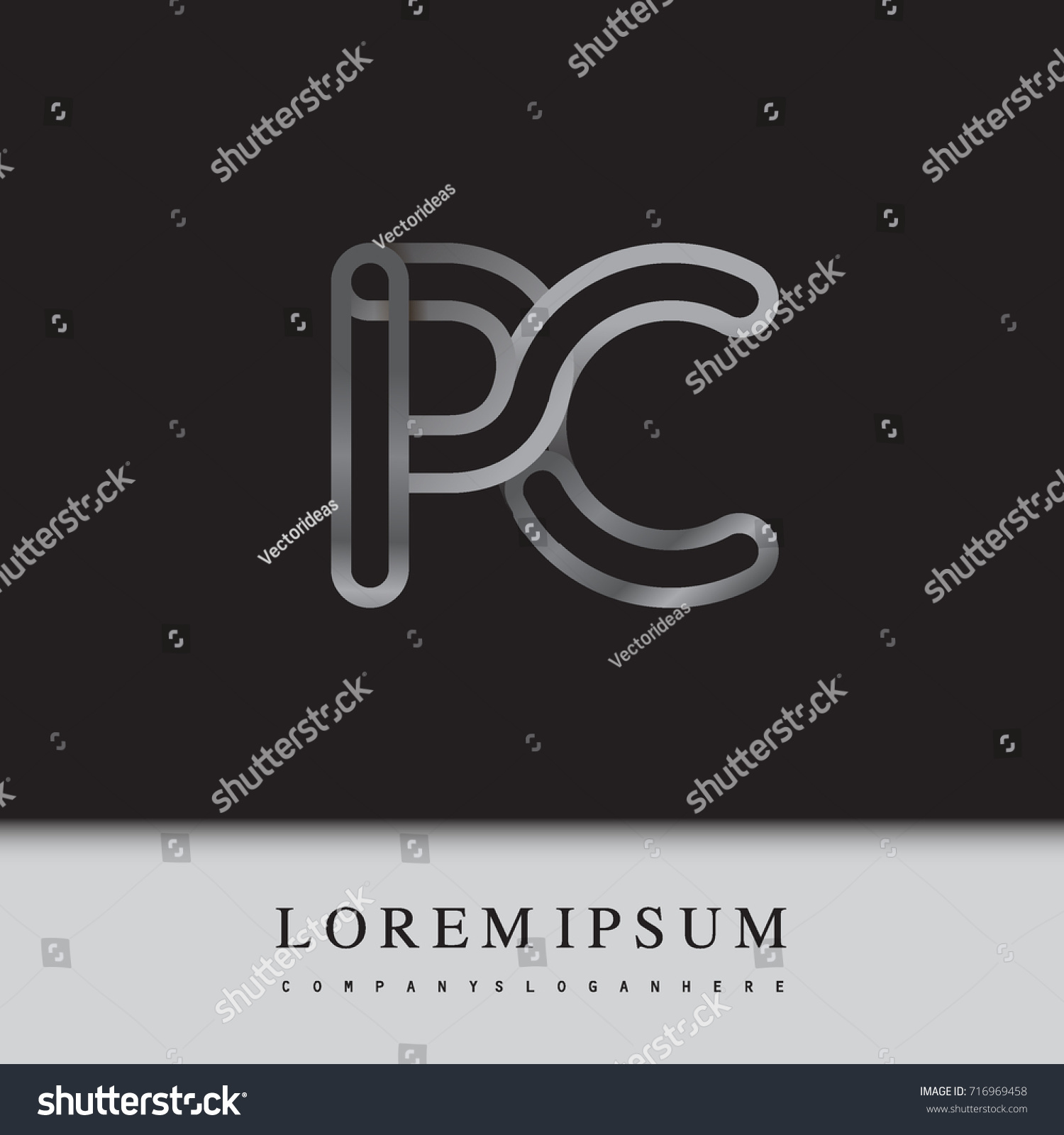 Initial Logo Letter Pc Linked Outline Stock Vector (Royalty Free ...