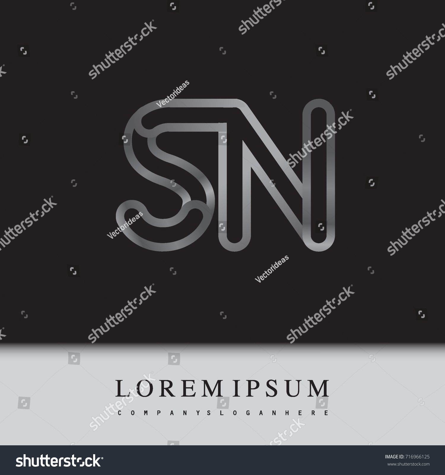 Initial Logo Letter Sn Linked Outline Stock Vector (Royalty Free ...