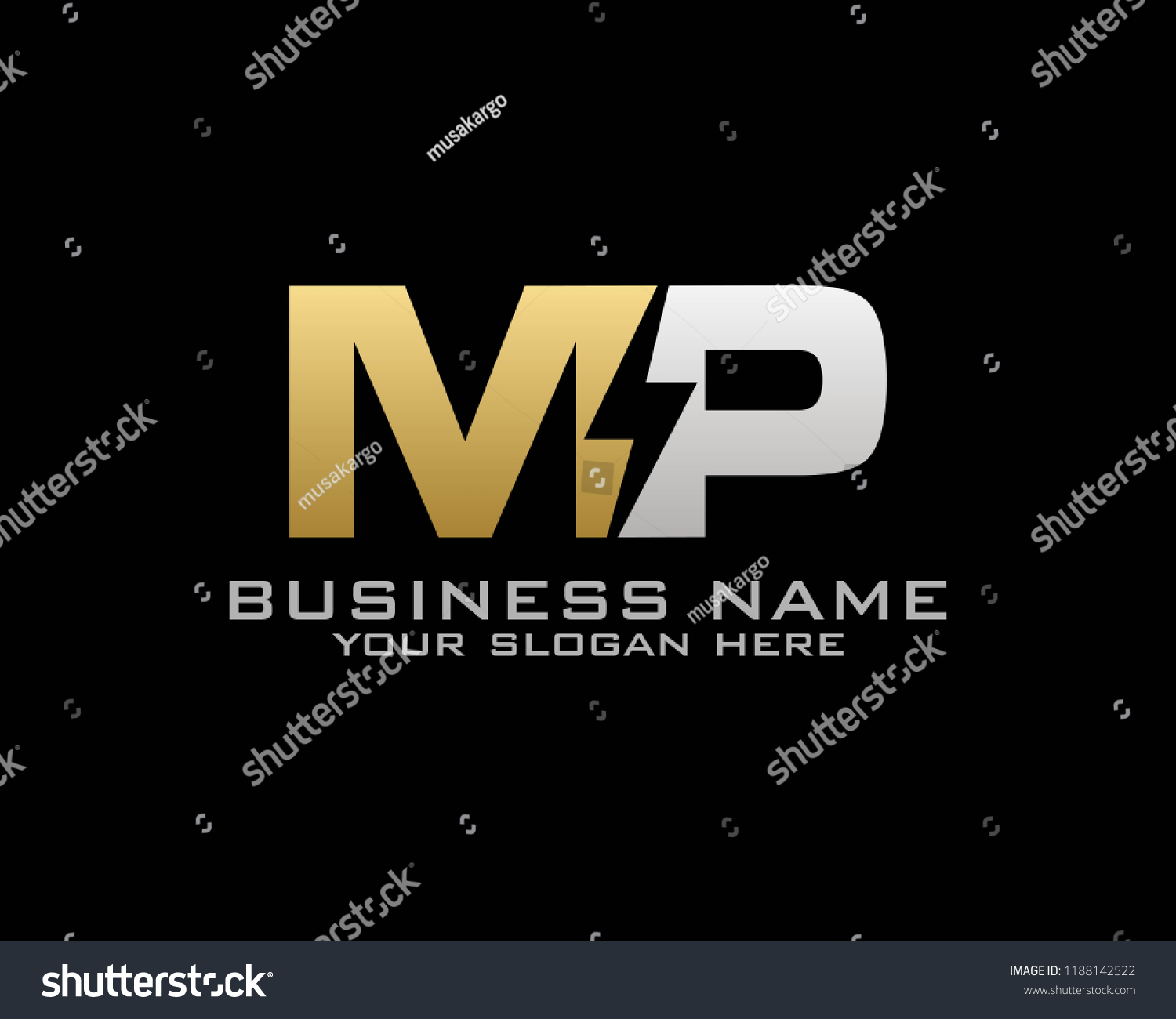 Initial M P Logo Concept Electric Stock Vector (Royalty Free) 1188142522