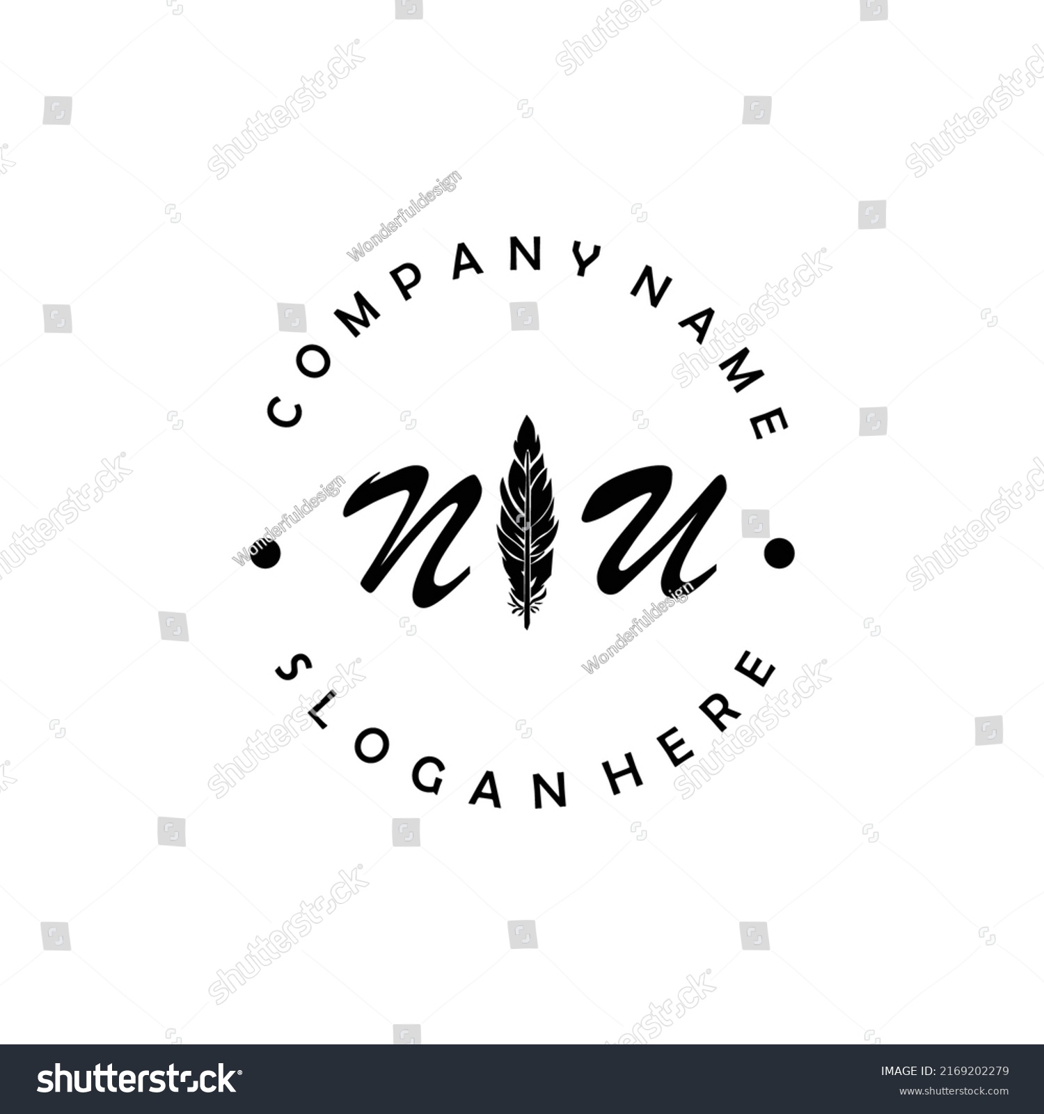 Initial Nu Letter Logo Vector Illustration Stock Vector (Royalty Free ...