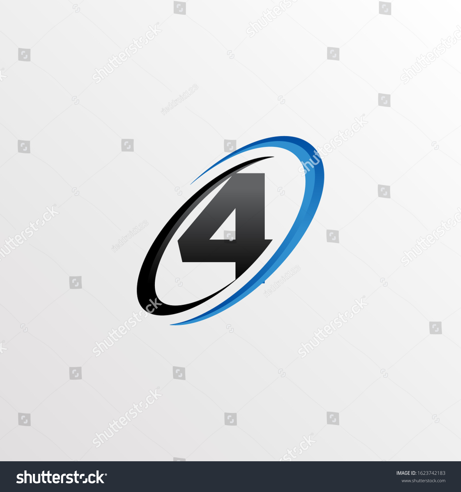 Initial Number 4 Logo Circle Swoosh: стоковая векторная графика (без ...