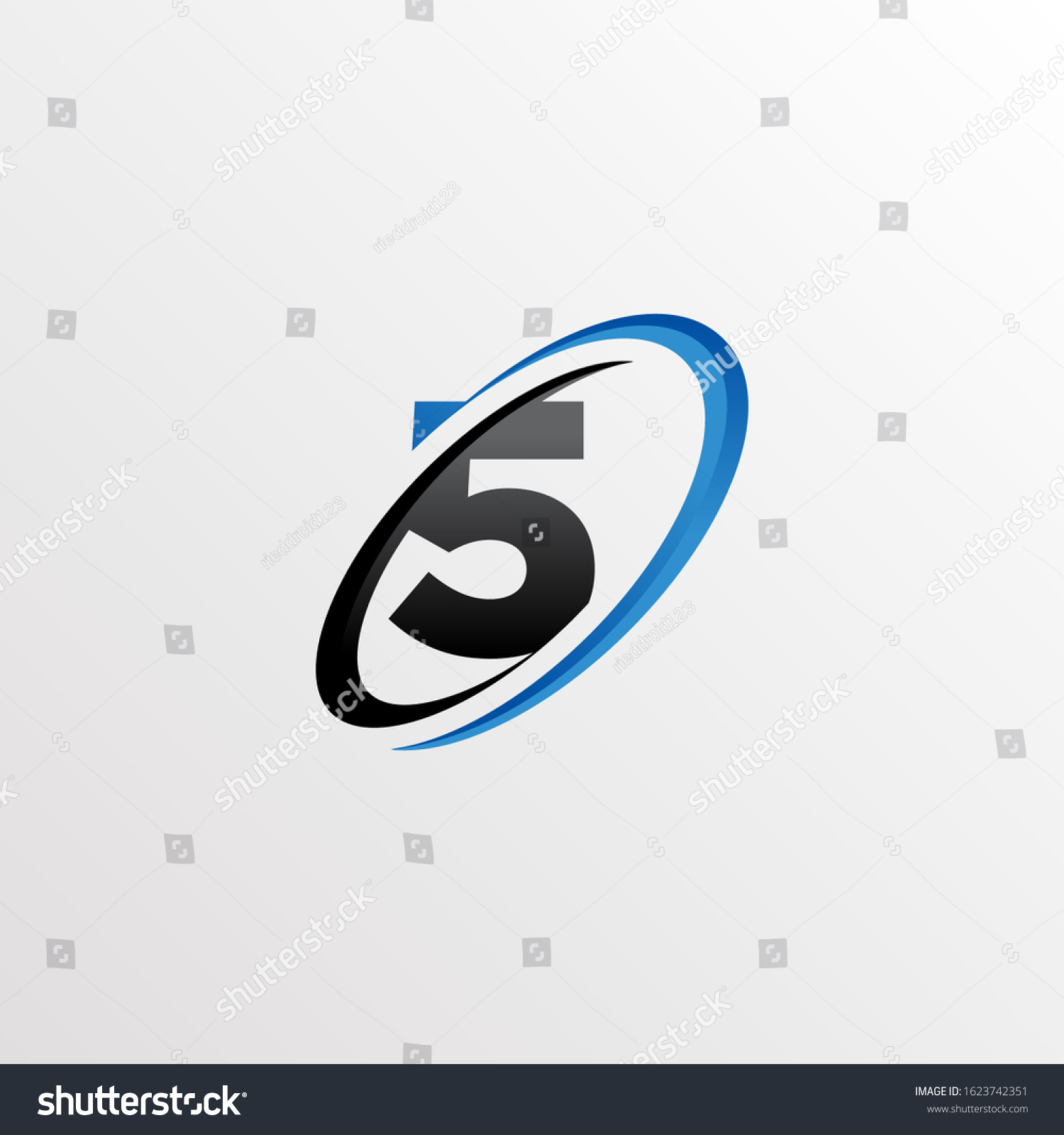 Initial Number 5 Logo Circle Swoosh Stock Vector (Royalty Free ...