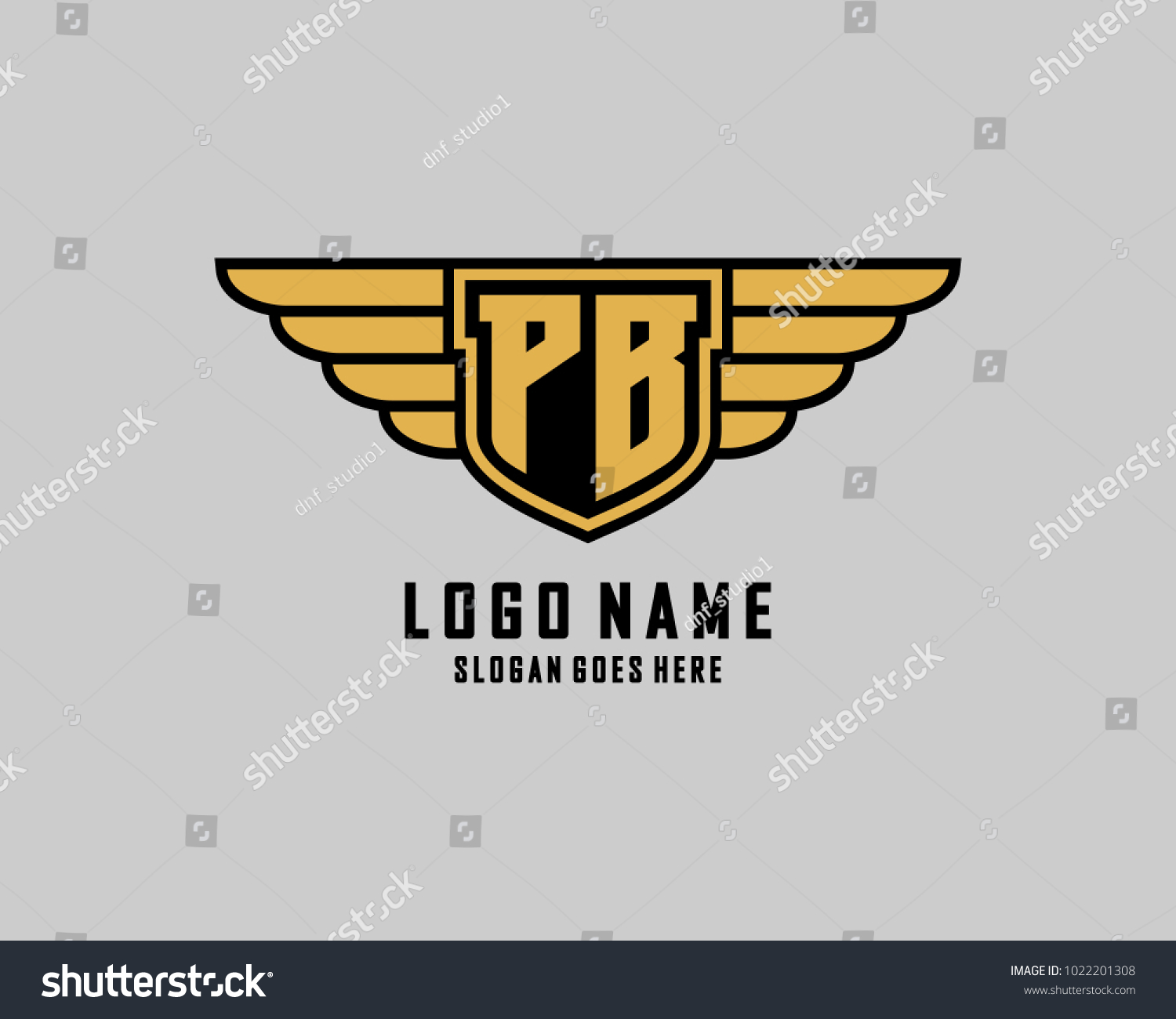 Initial P B Wing Shield Logo Stock Vector (Royalty Free) 1022201308