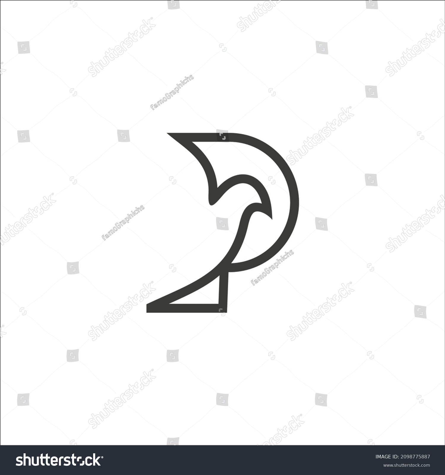 Initial P Bird Logo Design Template Stock Vector (Royalty Free ...