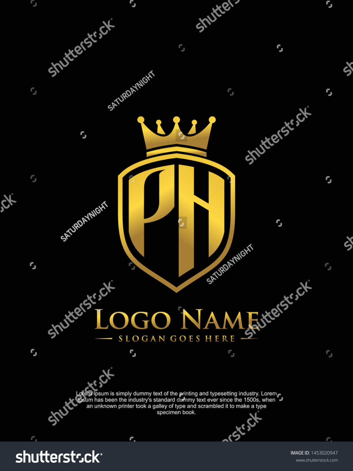 Initial Ph Letter Shield Style Logo Stock Vector (Royalty Free) 1453020947