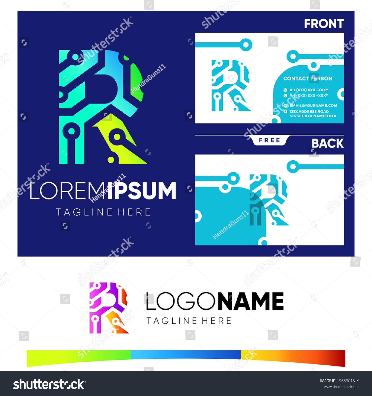 Initial R Letter Tech Logo Design Stock Vector (Royalty Free ...