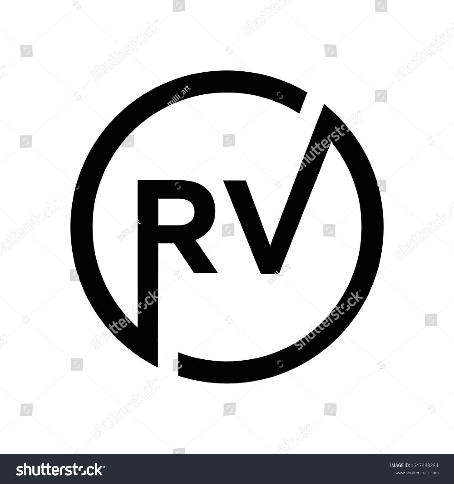 Initial Rv Letter Circle Monogram Cool Stock Vector (Royalty Free ...