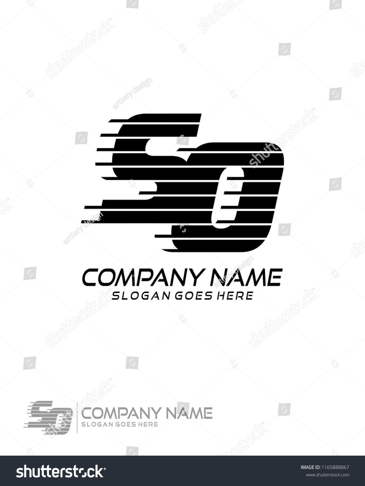 Initial S O Speed Line Logo Stock Vector (Royalty Free) 1165888867