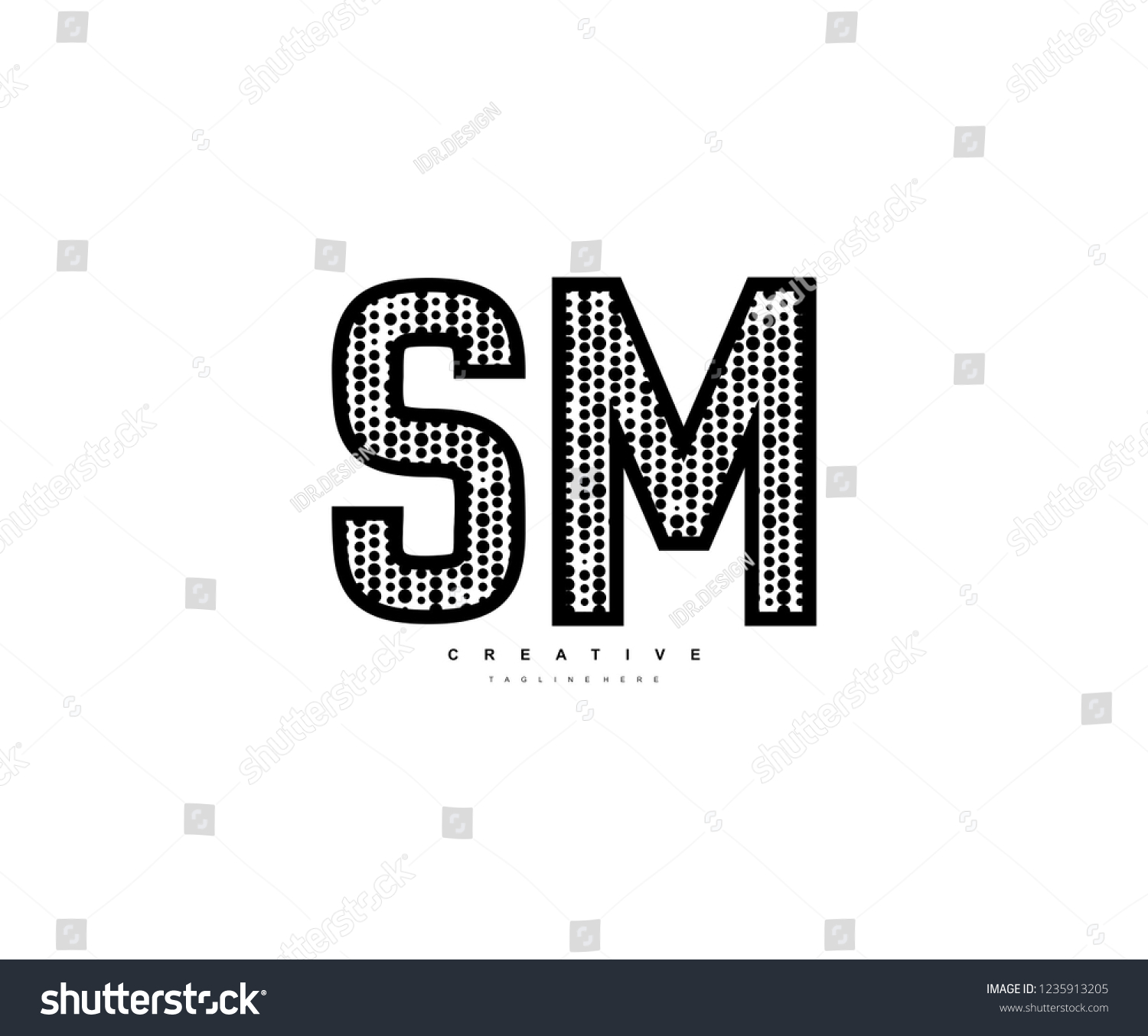 Initial Text Sm Letter Outline Linear Stock Vector (Royalty Free ...