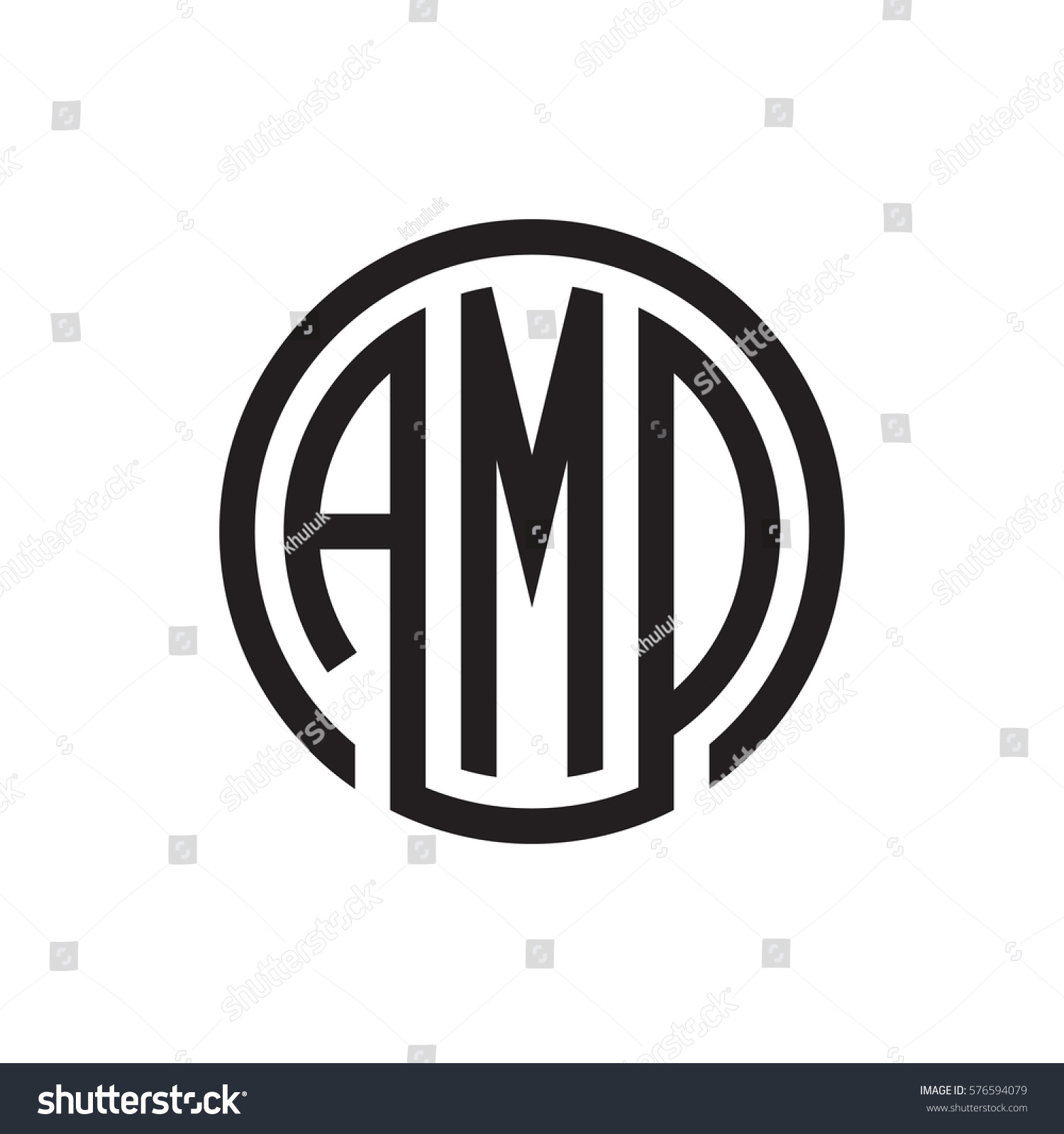 Initial Three Letter Logo Circle Black Stock Vector (Royalty Free ...