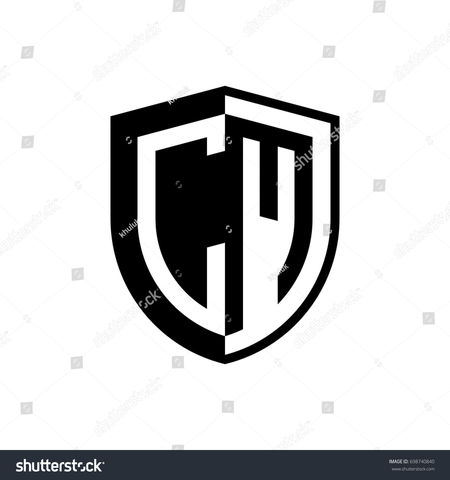 Initial Two Letter Logo Shield Vector Stock Vector (Royalty Free) 698740840