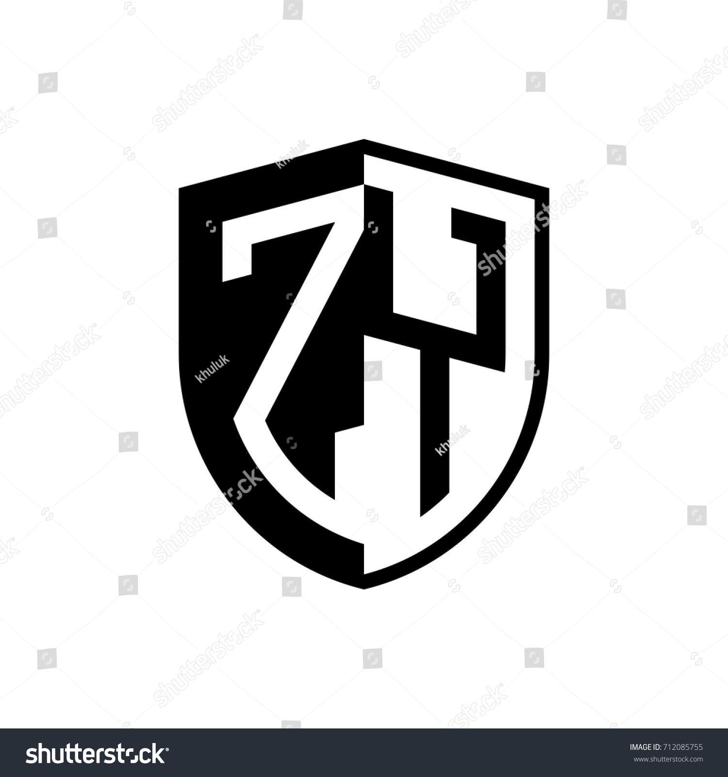Initial Two Letter Logo Shield Vector Stock Vector (Royalty Free) 712085755