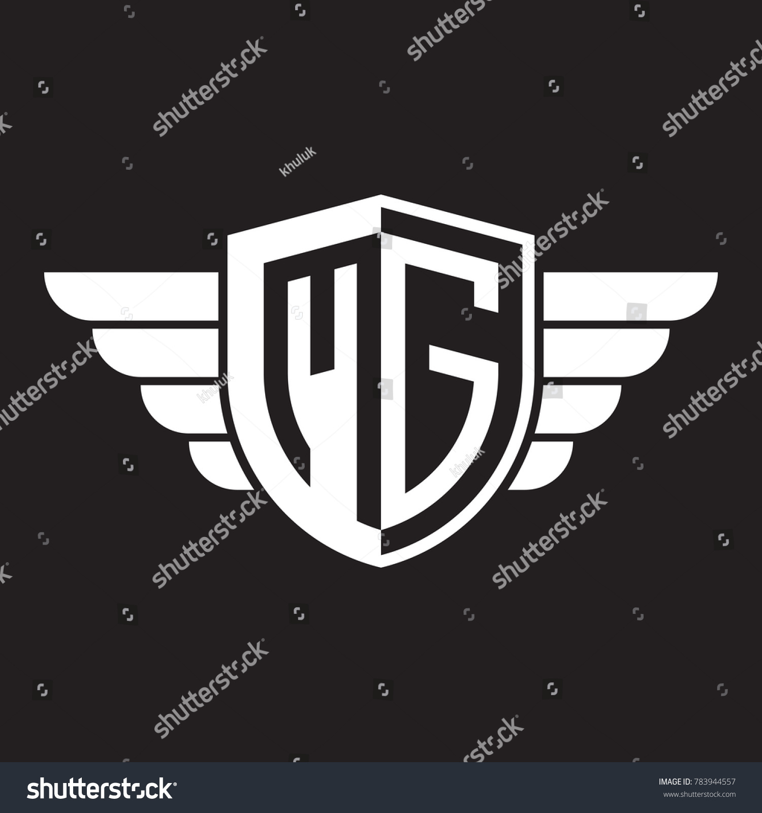 Initial Two Letter Logo Shield Wing Stock Vector (Royalty Free ...