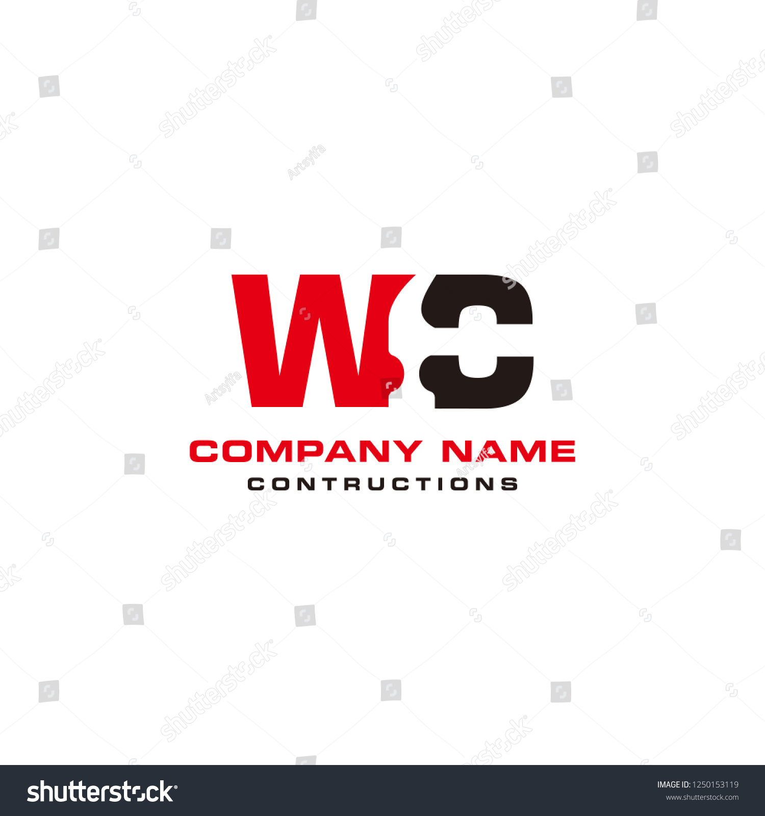 Initial Wc Constructions Logo Hammer Used Stock Vector (Royalty Free ...