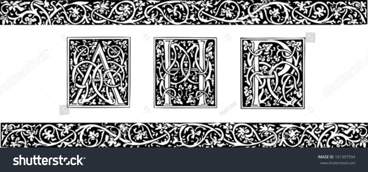 Initials Ornamental Border Medieval Style Stock Vector (Royalty Free ...