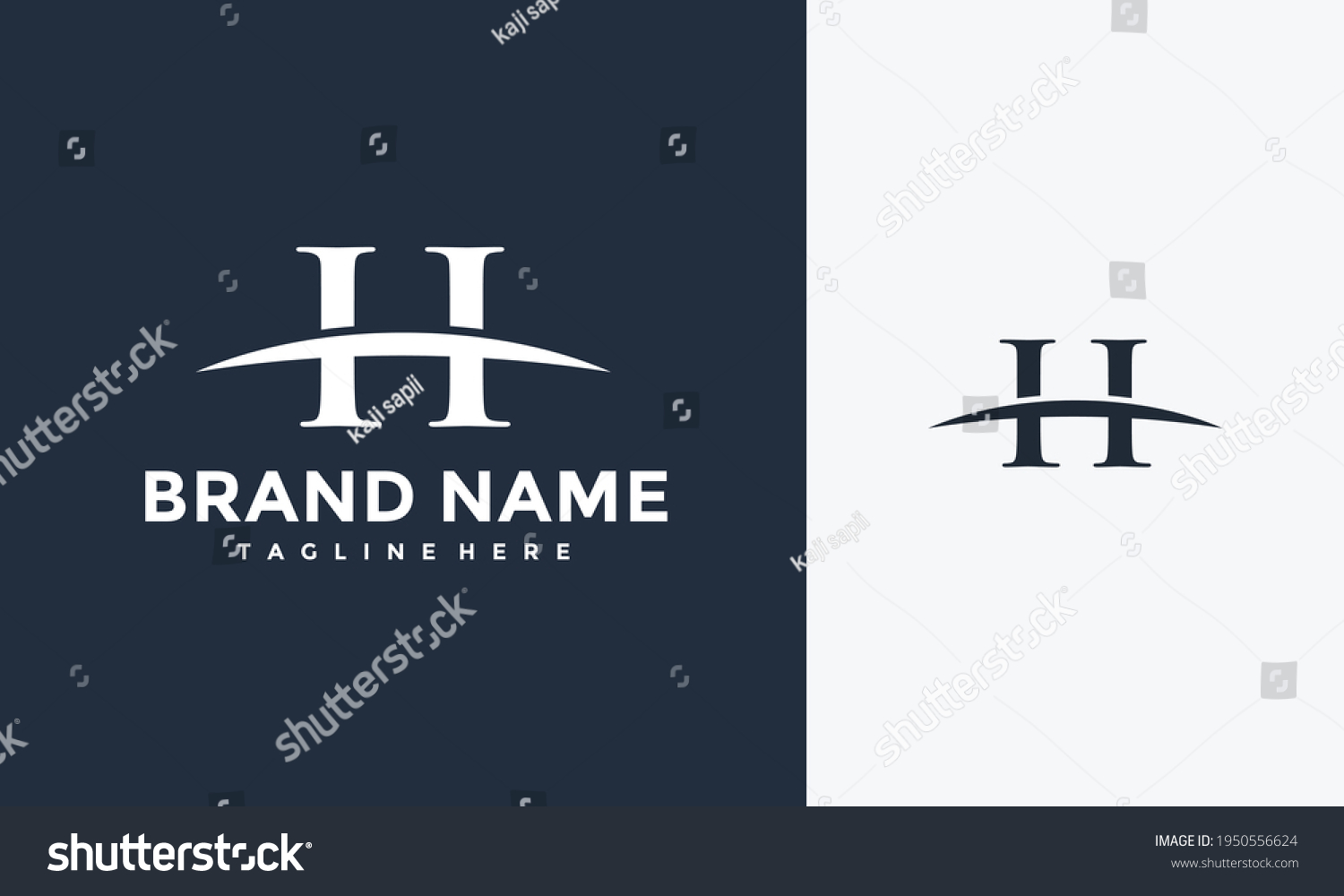 Initials H Curved Outline Logo Stock Vector (Royalty Free) 1950556624 ...