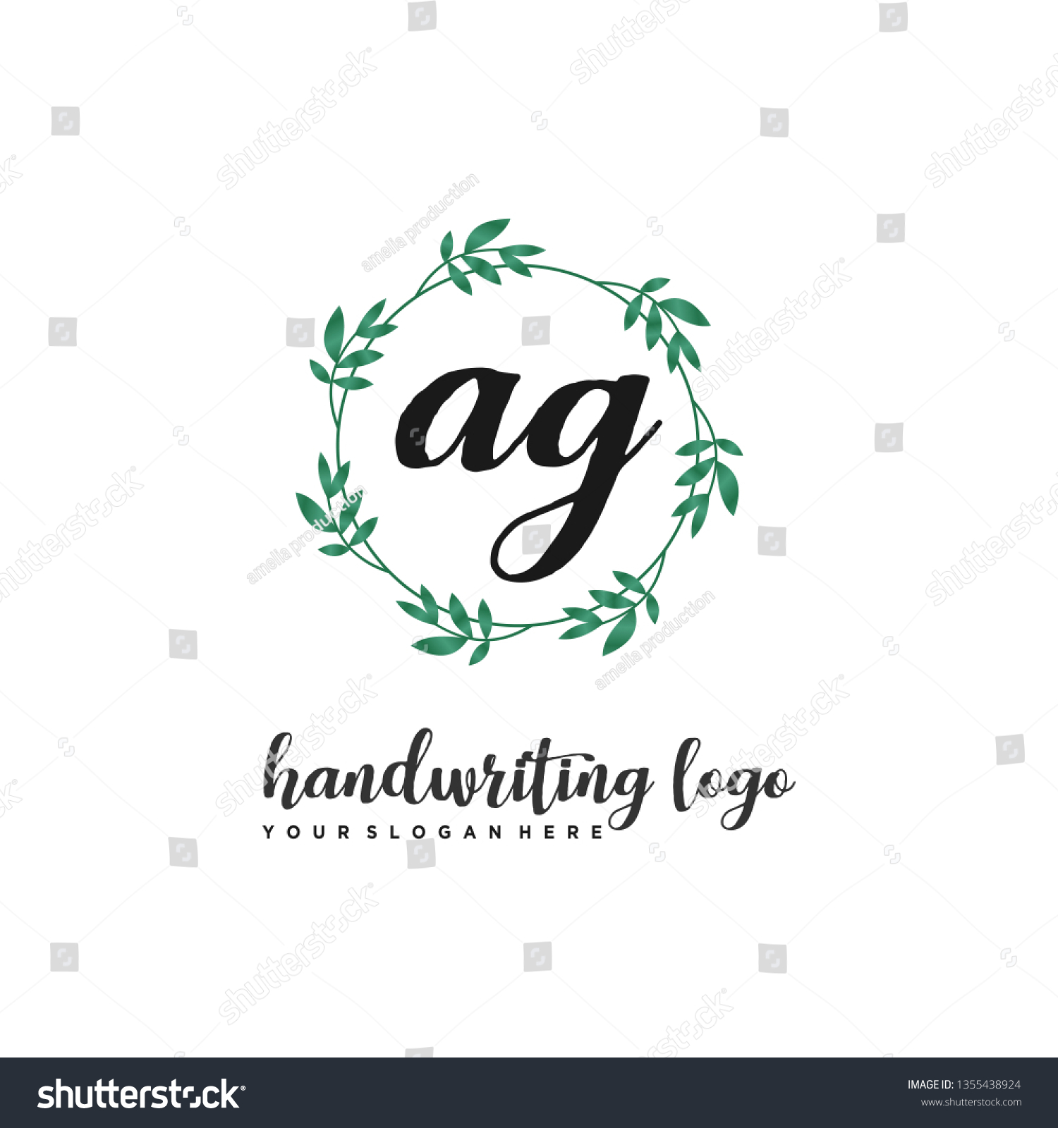 Initials Letter Ag Handwriting Logo Vector Stock Vector (Royalty Free ...