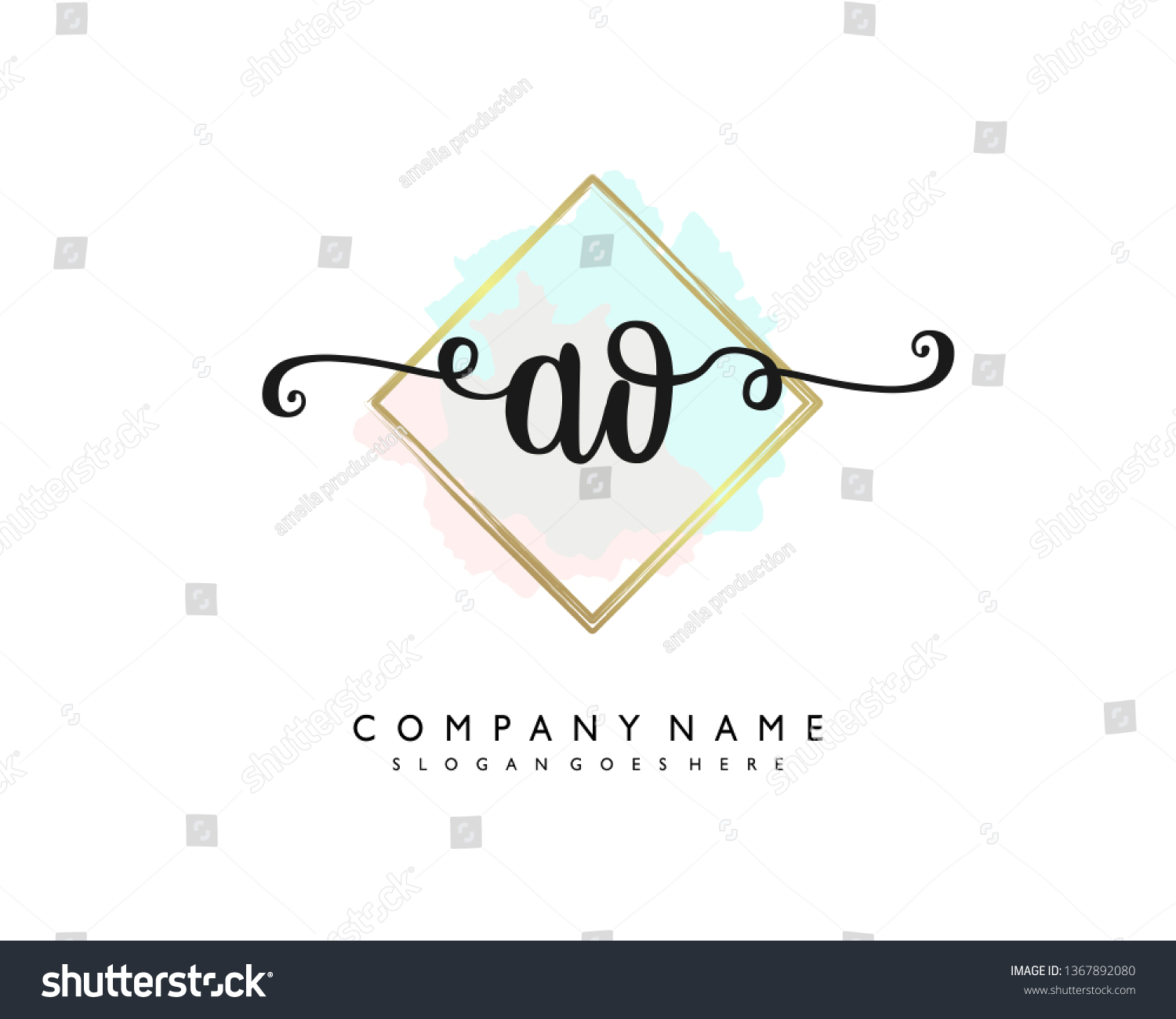 Initials Letter Ao Handwriting Logo Vector Stock Vector (Royalty Free ...
