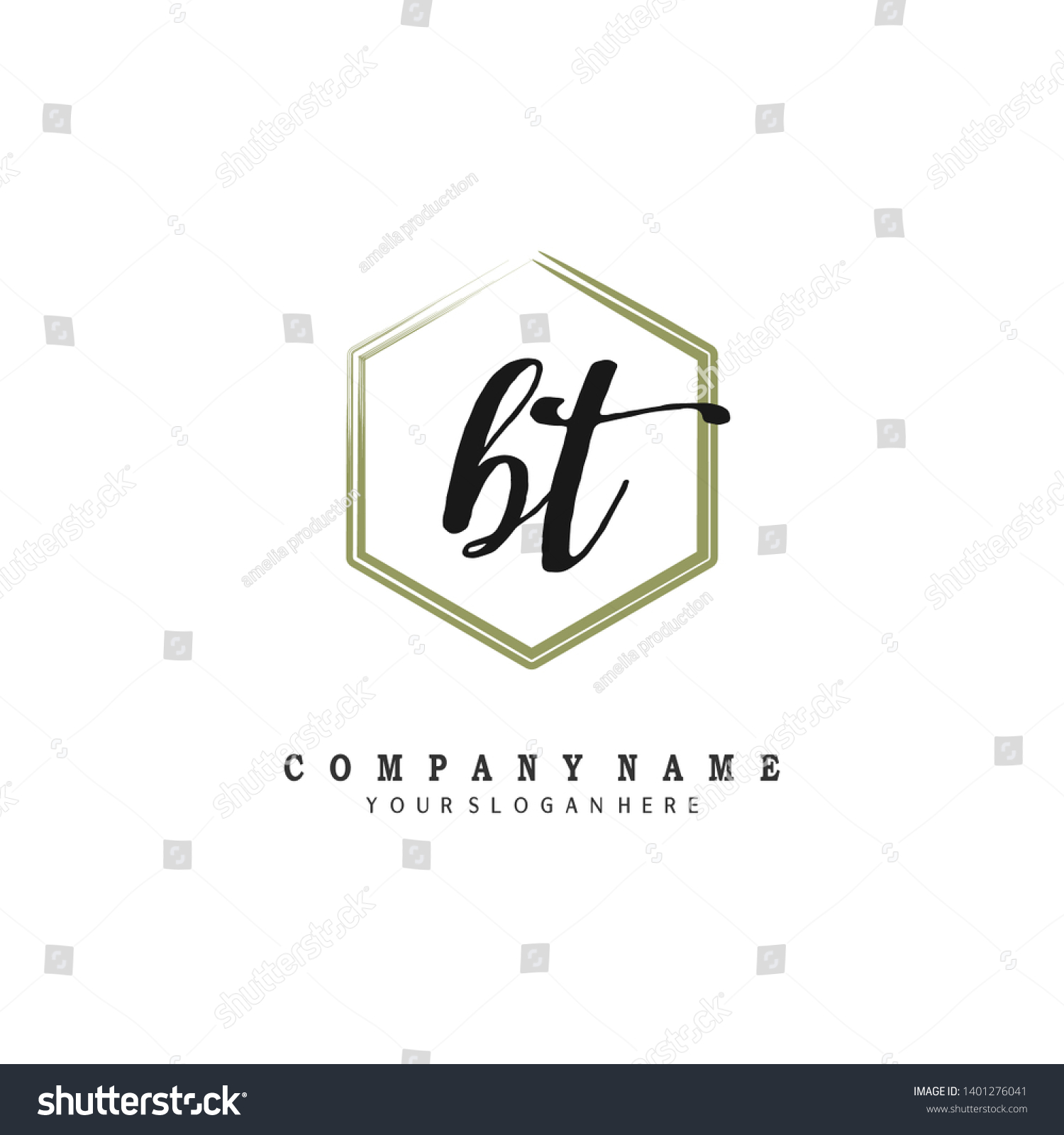 Initials Letter Bt Handwriting Logo Vector Stock Vector (Royalty Free ...