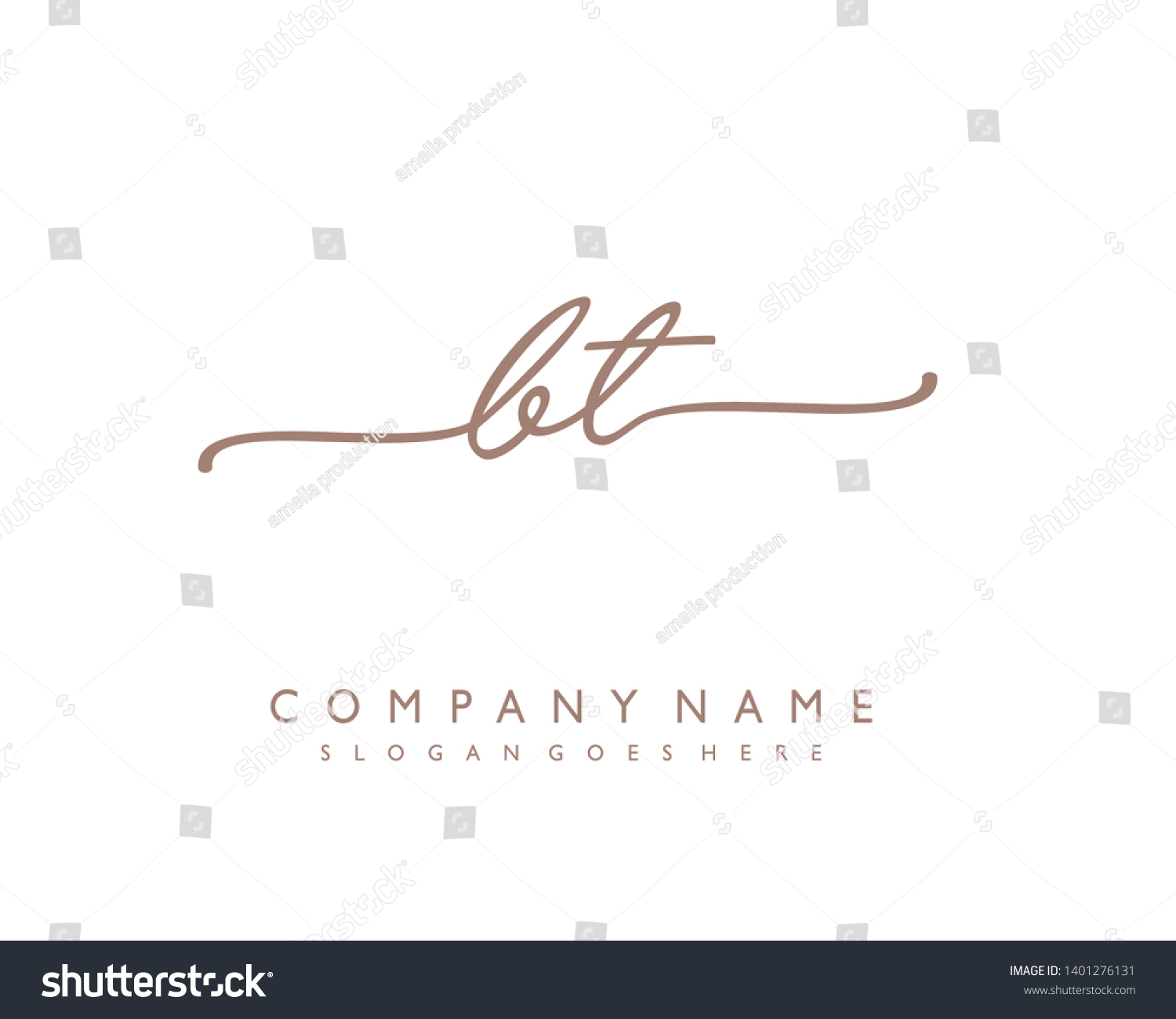 Initials Letter Bt Handwriting Logo Vector Stock Vector (Royalty Free ...