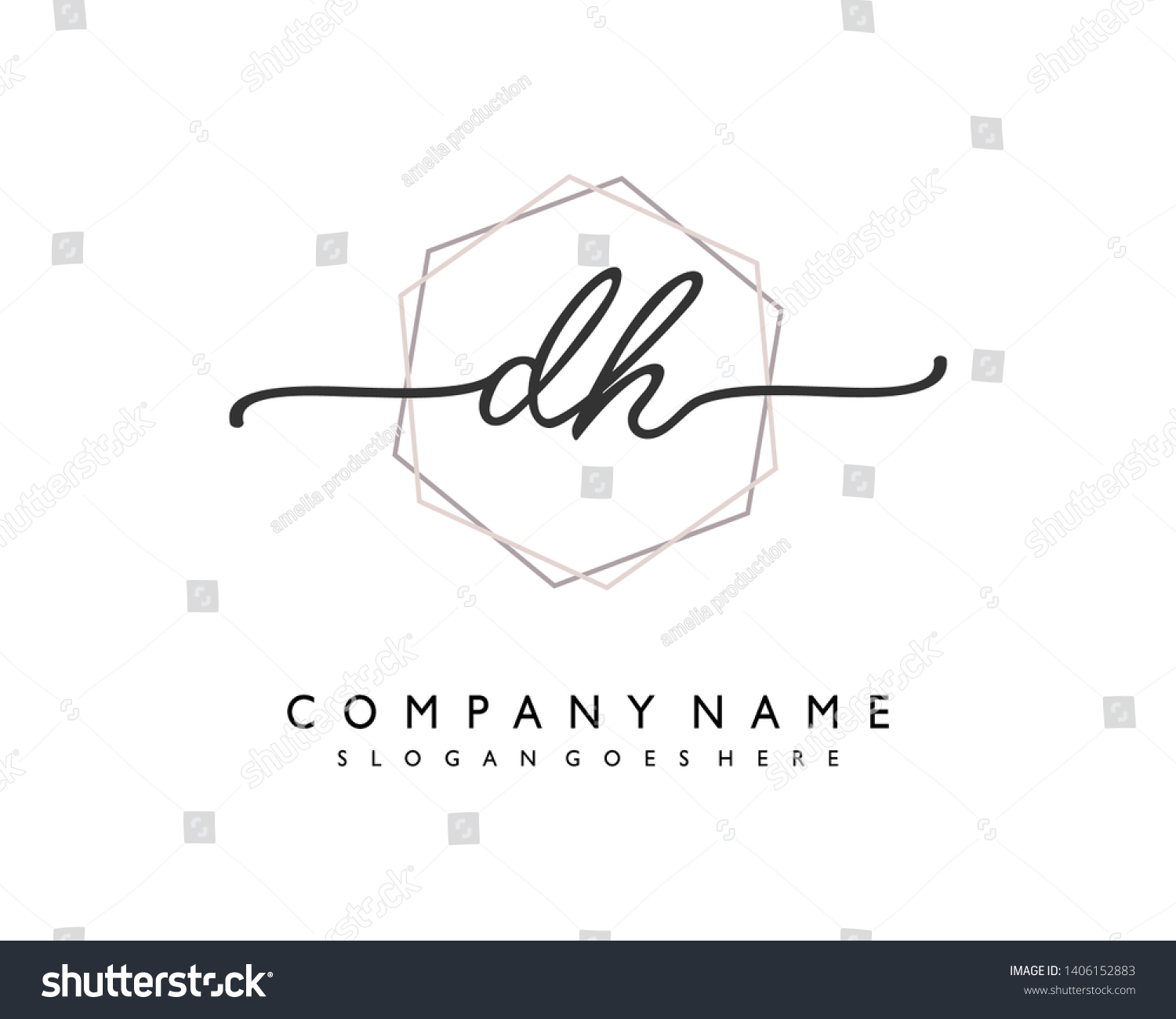 Initials Letter Dh Handwriting Logo Vector Stock Vector (Royalty Free ...