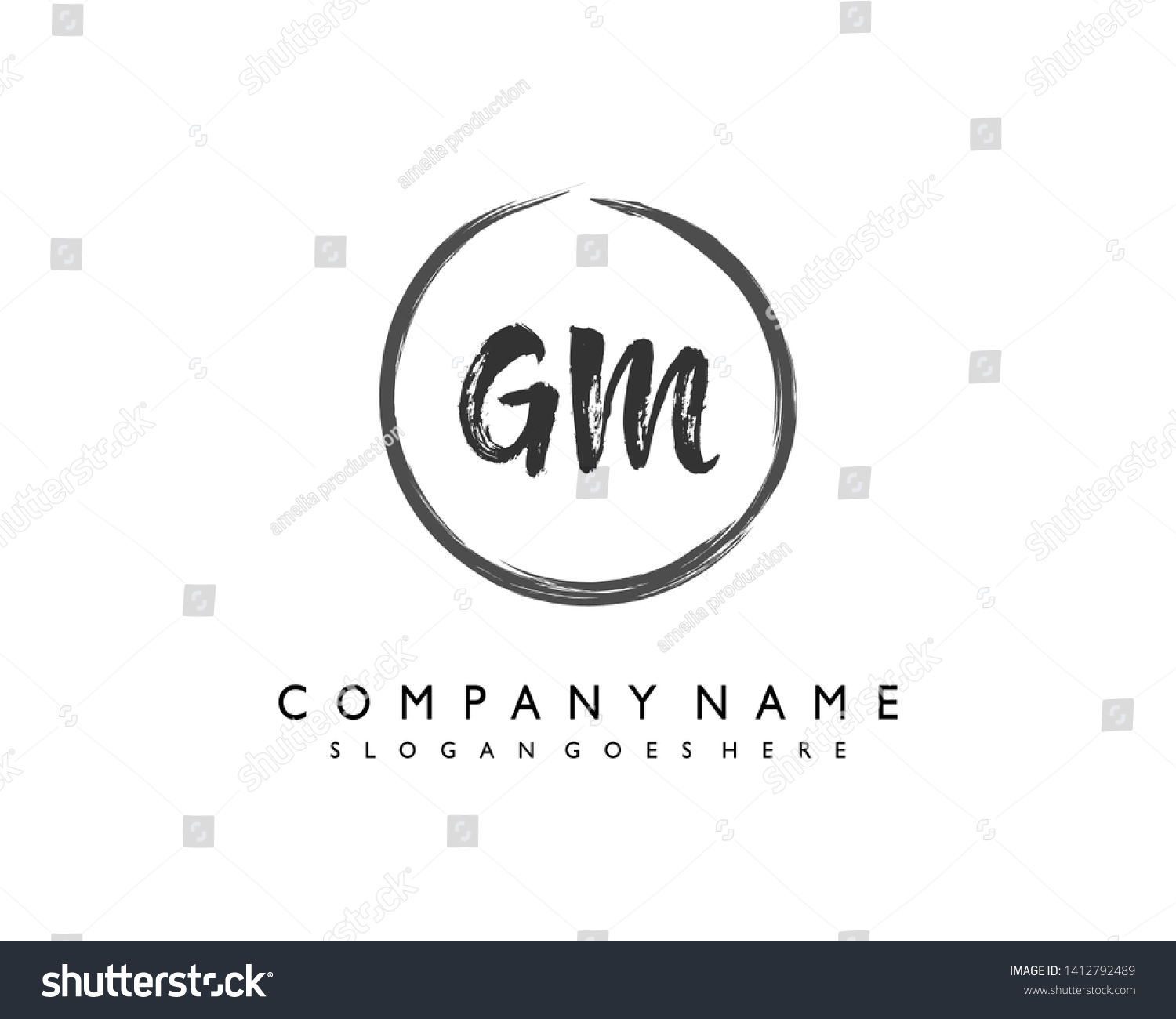 Initials Letter Gm Handwriting Logo Vector: vector de stock (libre de ...