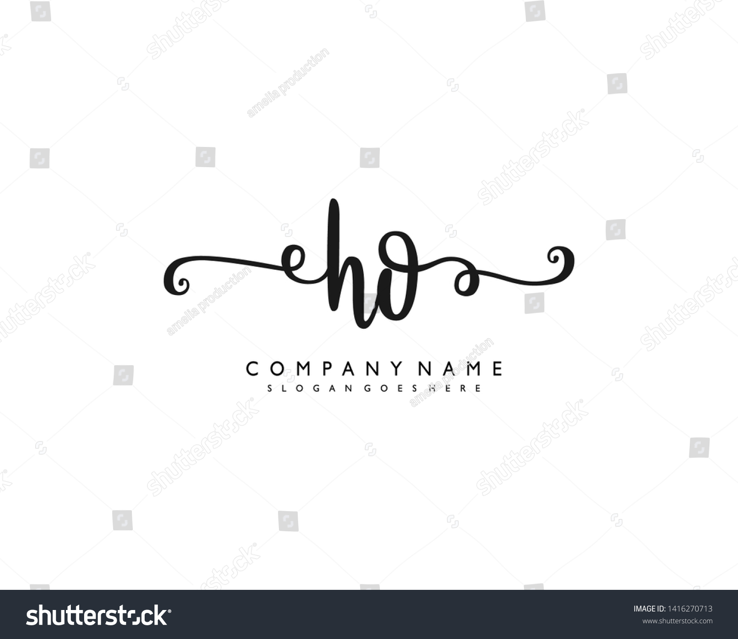 Initials Letter Ho Handwriting Logo Vector Stock Vector (Royalty Free ...