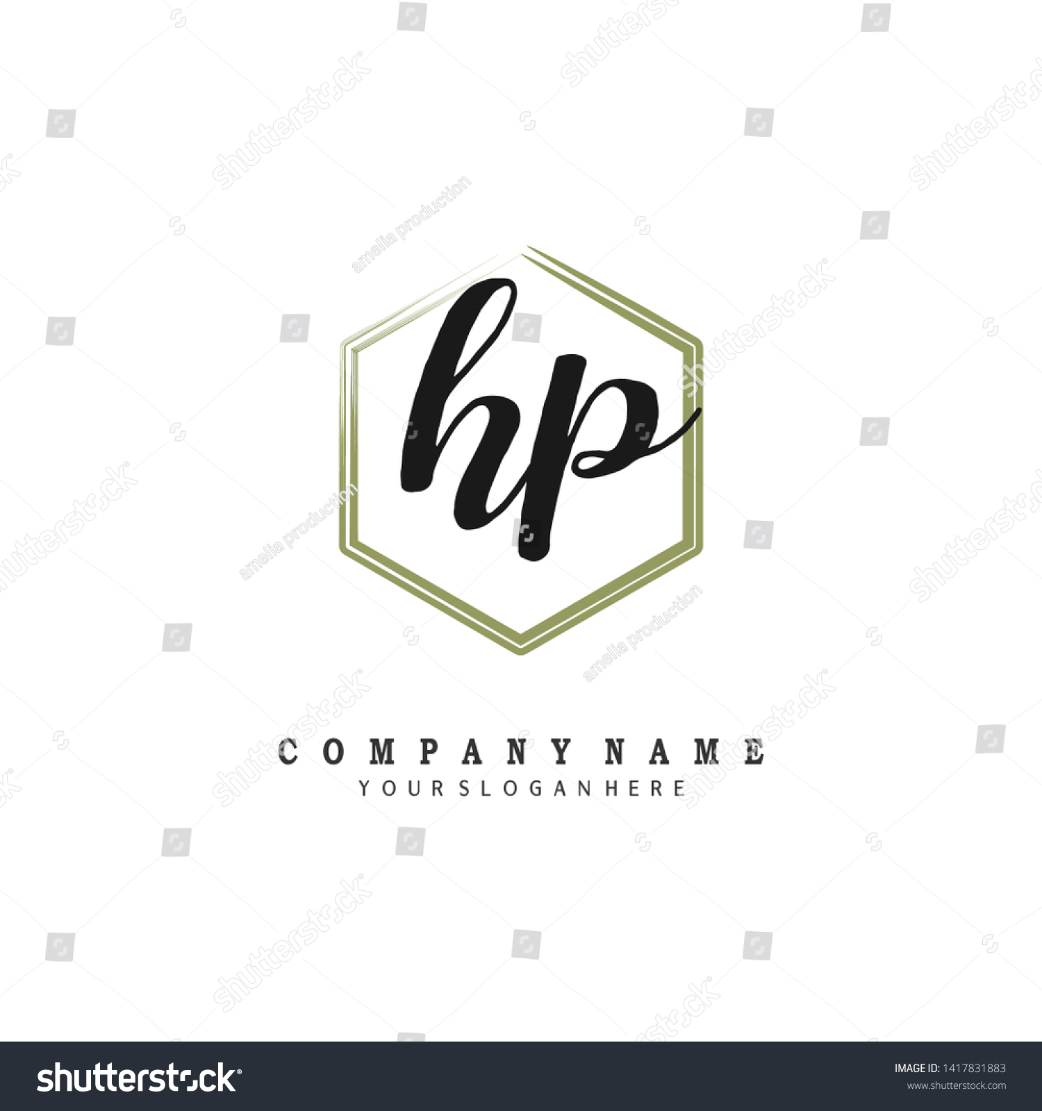 Initials Letter Hp Handwriting Logo Vector Stock Vector (Royalty Free ...