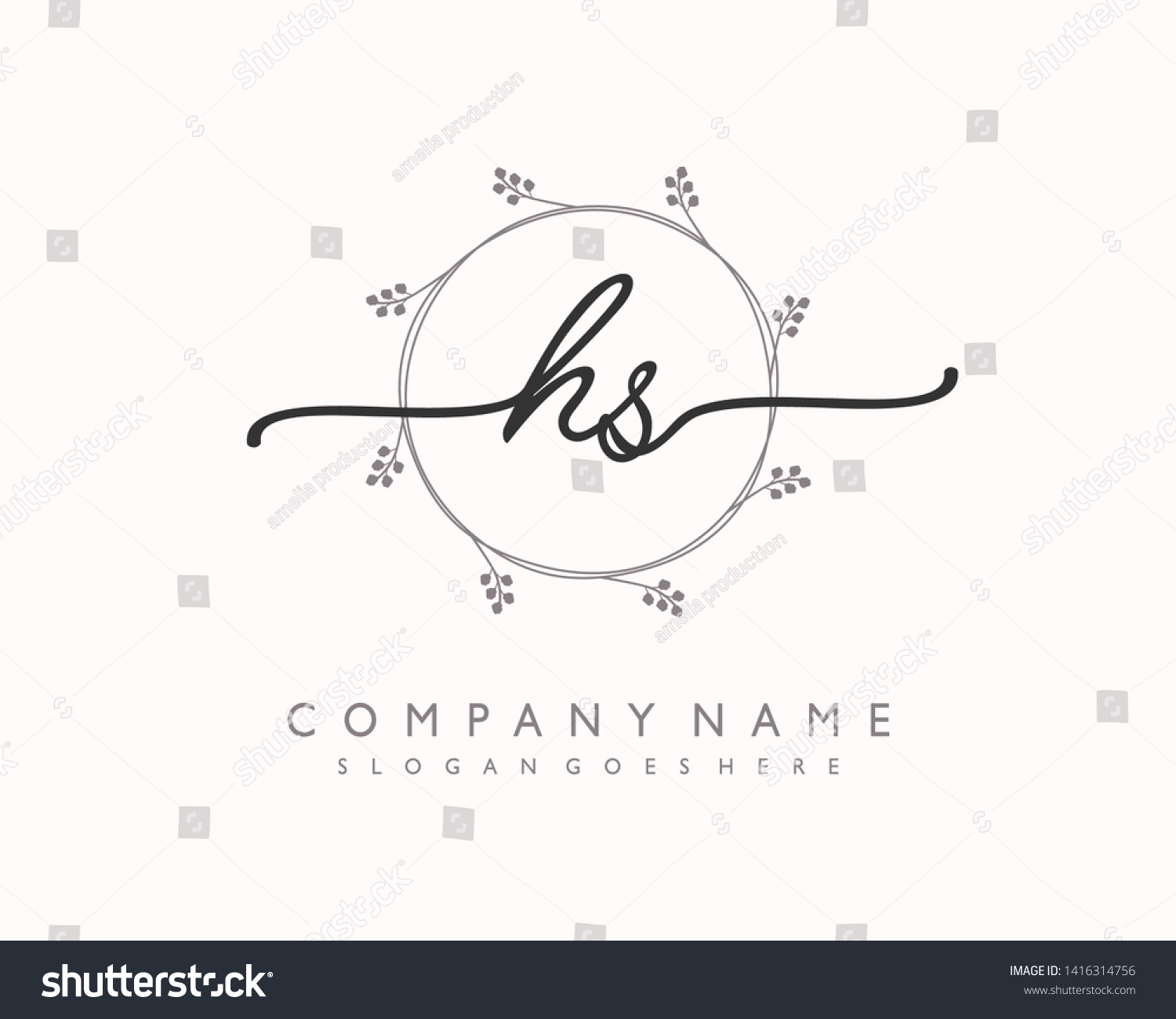 Initials Letter Hs Handwriting Logo Vector Stock Vector (Royalty Free ...