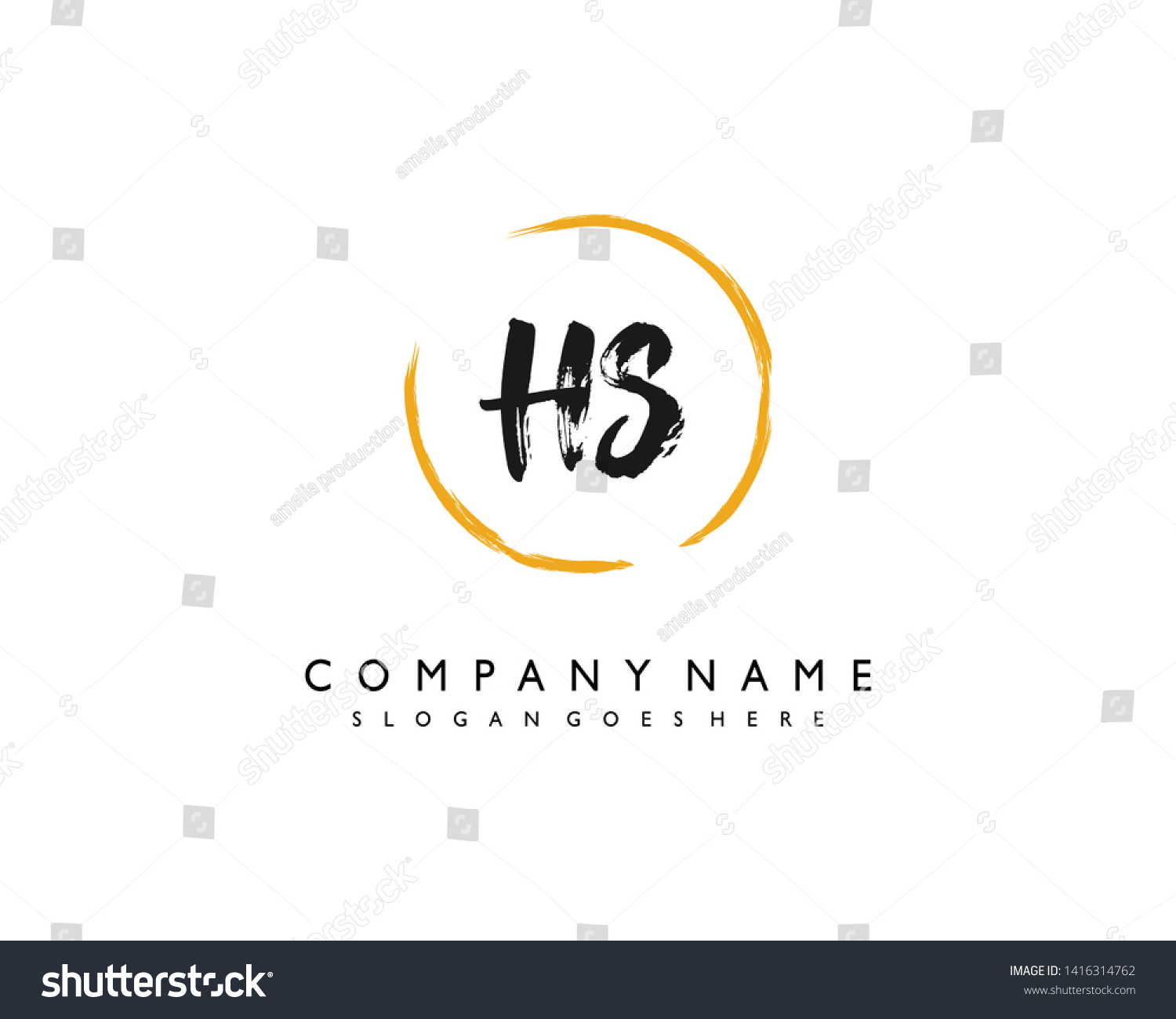 Initials Letter Hs Handwriting Logo Vector Stock Vector (Royalty Free ...