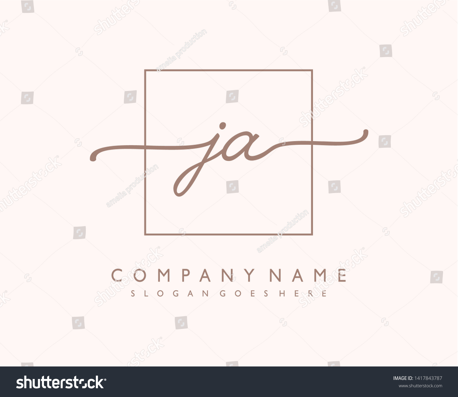 Initials Letter Ja Handwriting Logo Vector: vector de stock (libre de ...