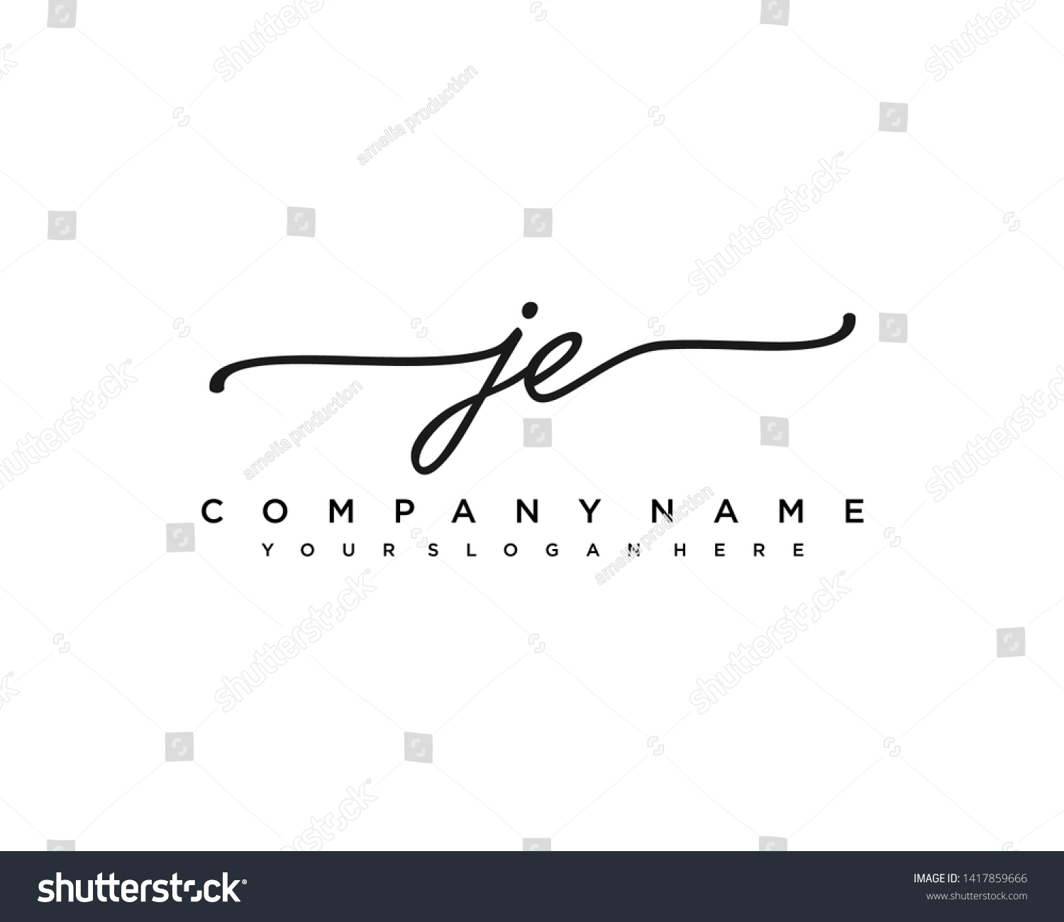 Initials Letter Je Handwriting Logo Vector Stock Vector (Royalty Free ...