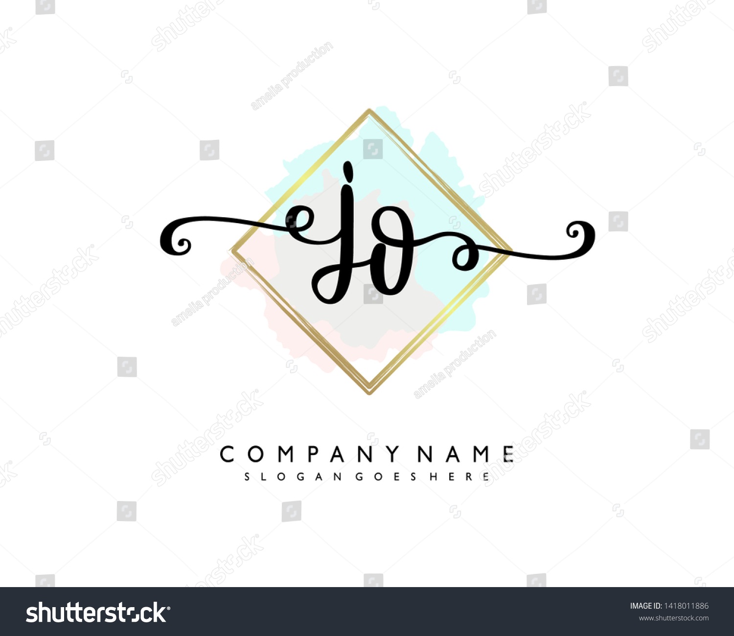 Initials Letter Jo Handwriting Logo Vector Stock Vector (Royalty Free ...