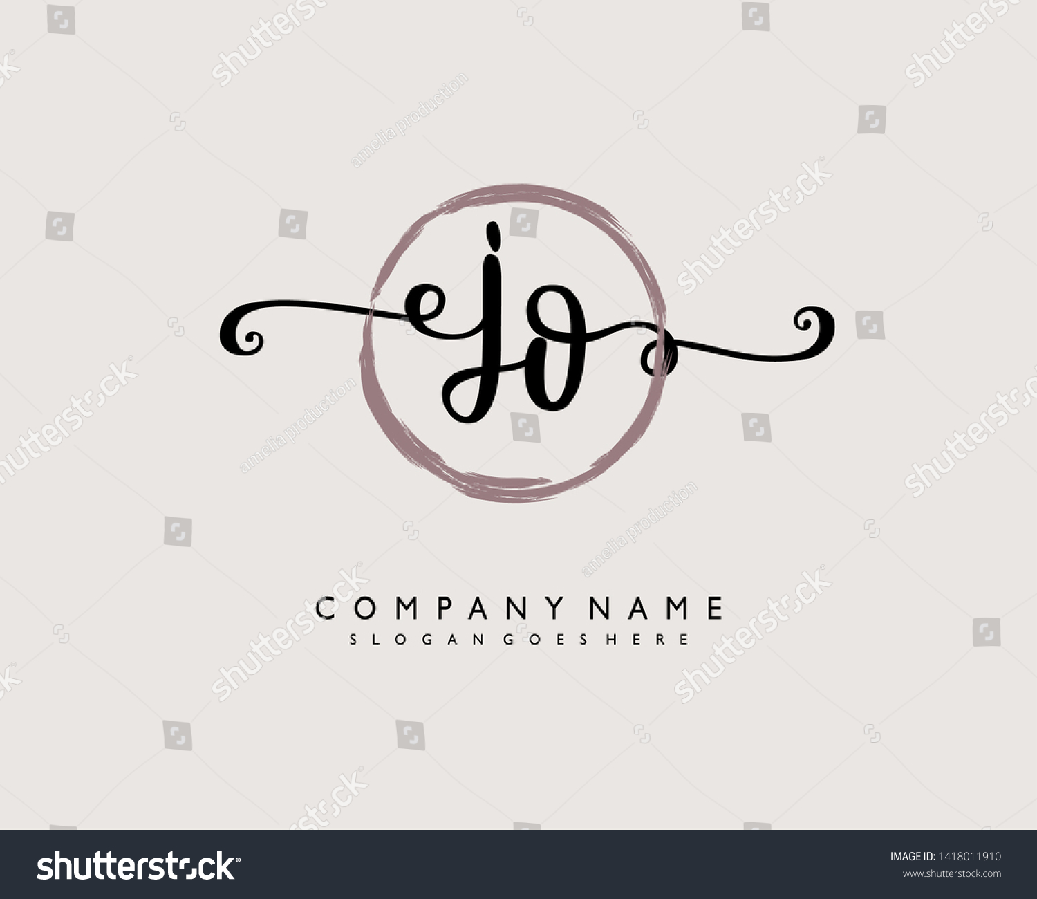 Initials Letter Jo Handwriting Logo Vector Stock Vector (Royalty Free ...
